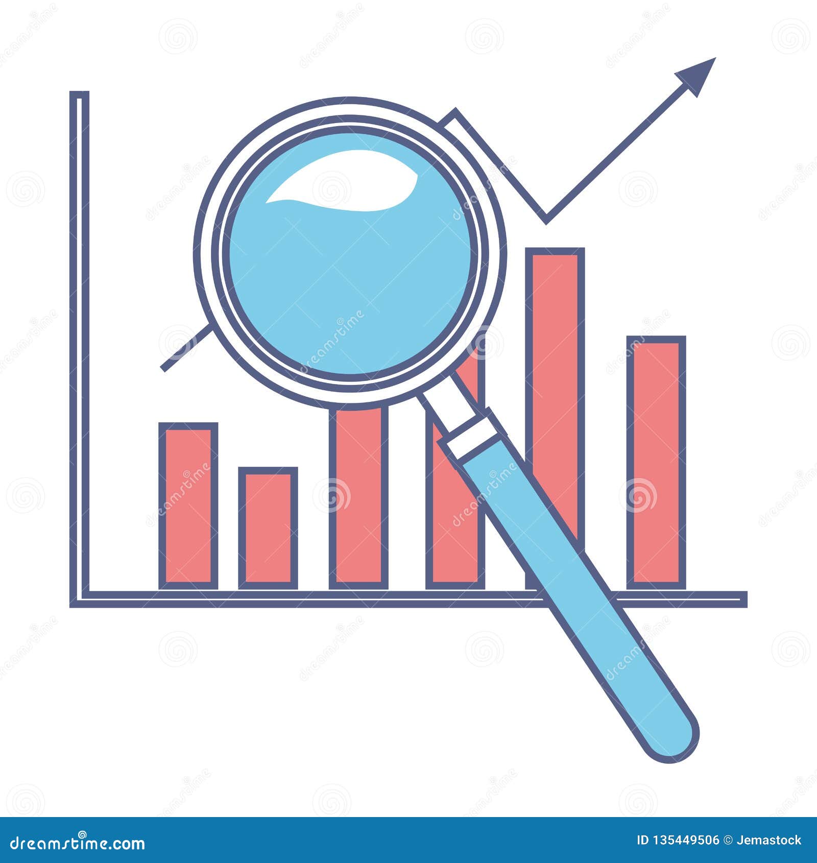 Carta De Los Datos Con La Lupa Ilustración del Vector - Ilustración de ...