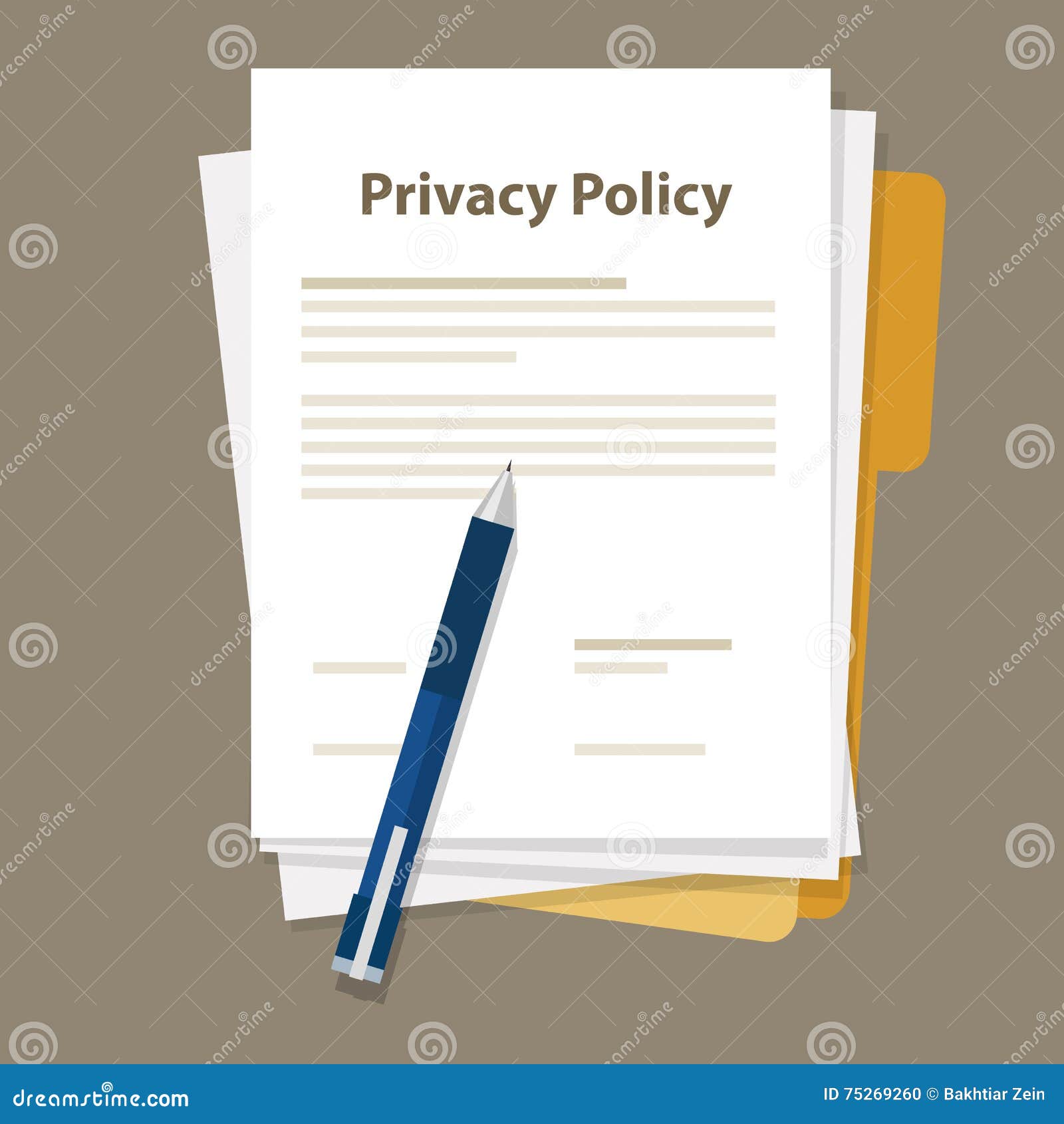 Carta E Penna Del Documento Di Norme Sulla Privacy Illustrazione ...
