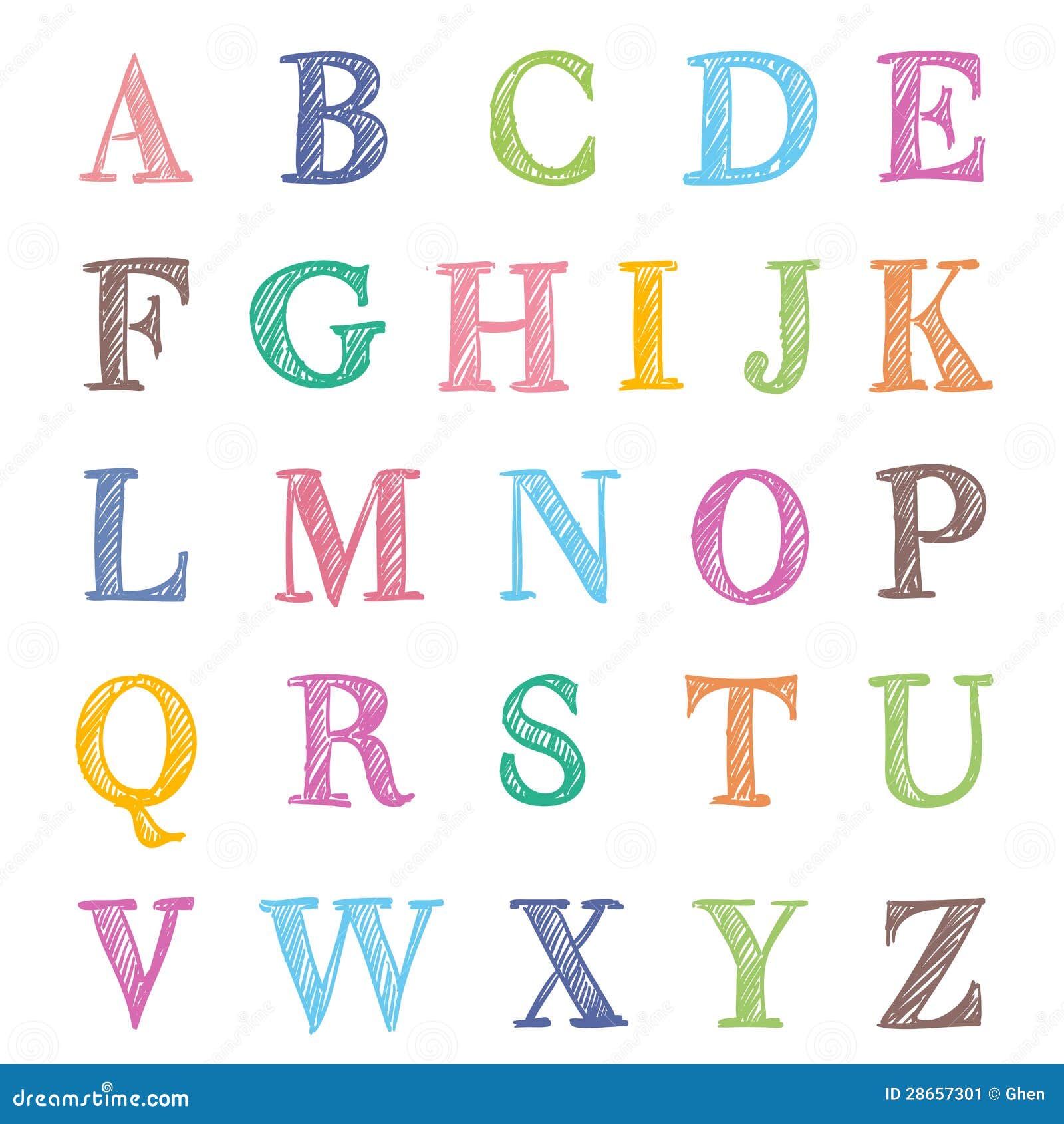 Cartas Drenadas Mano Del ABC Ilustración del Vector - Ilustración de ...