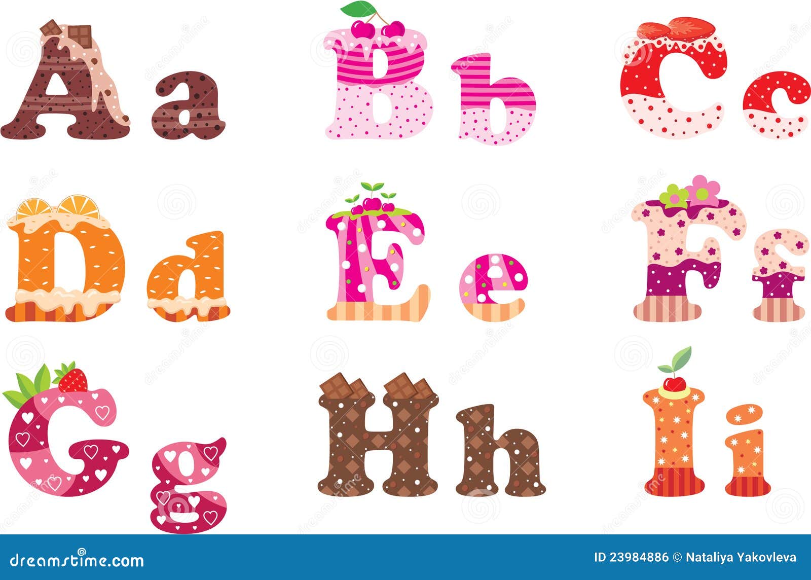 Cartas dulces del alfabeto ilustración del vector. Ilustración de torta ...