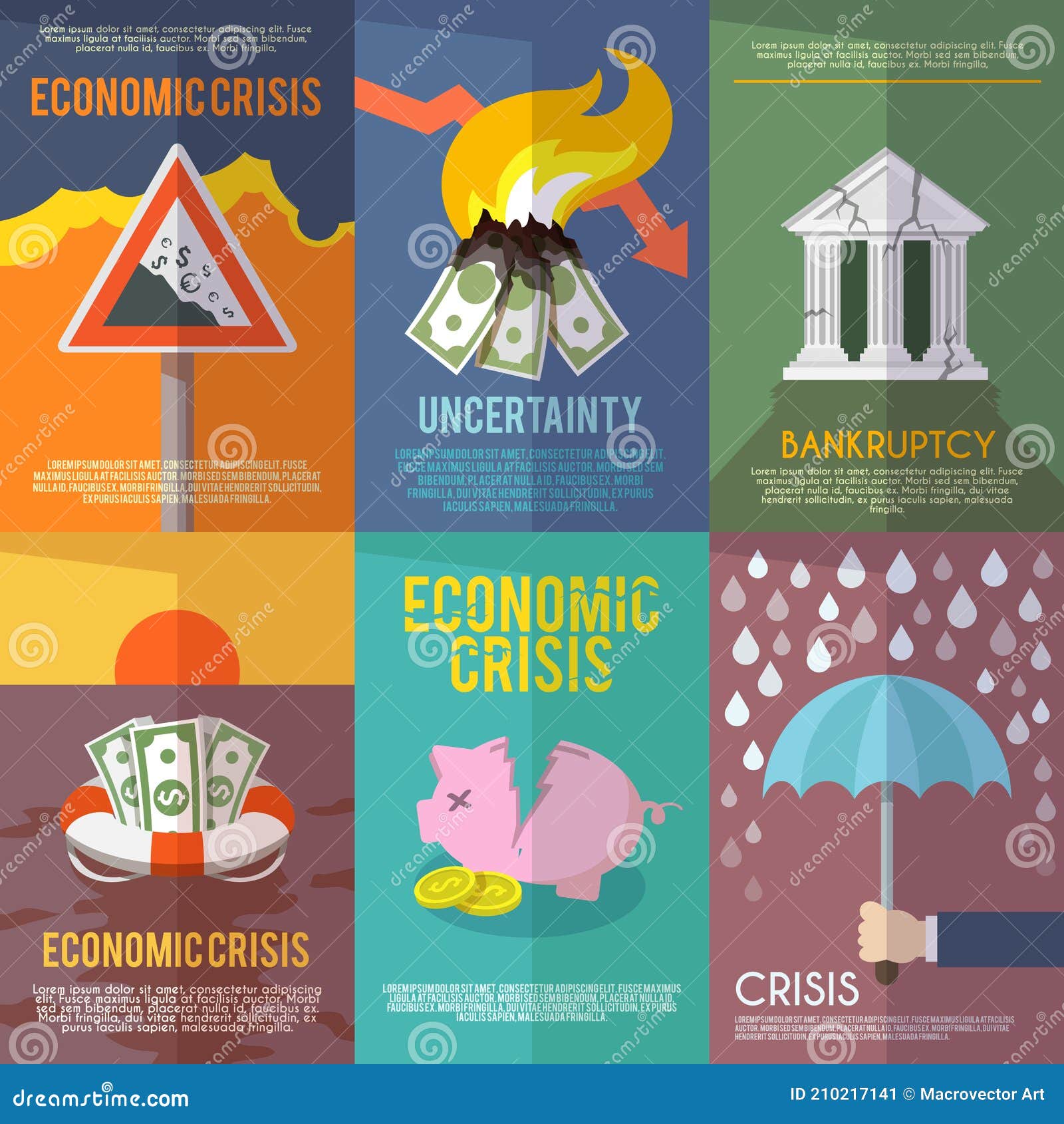 Cartaz De Crise Econômica Ilustração Do Vetor Ilustração De Banco