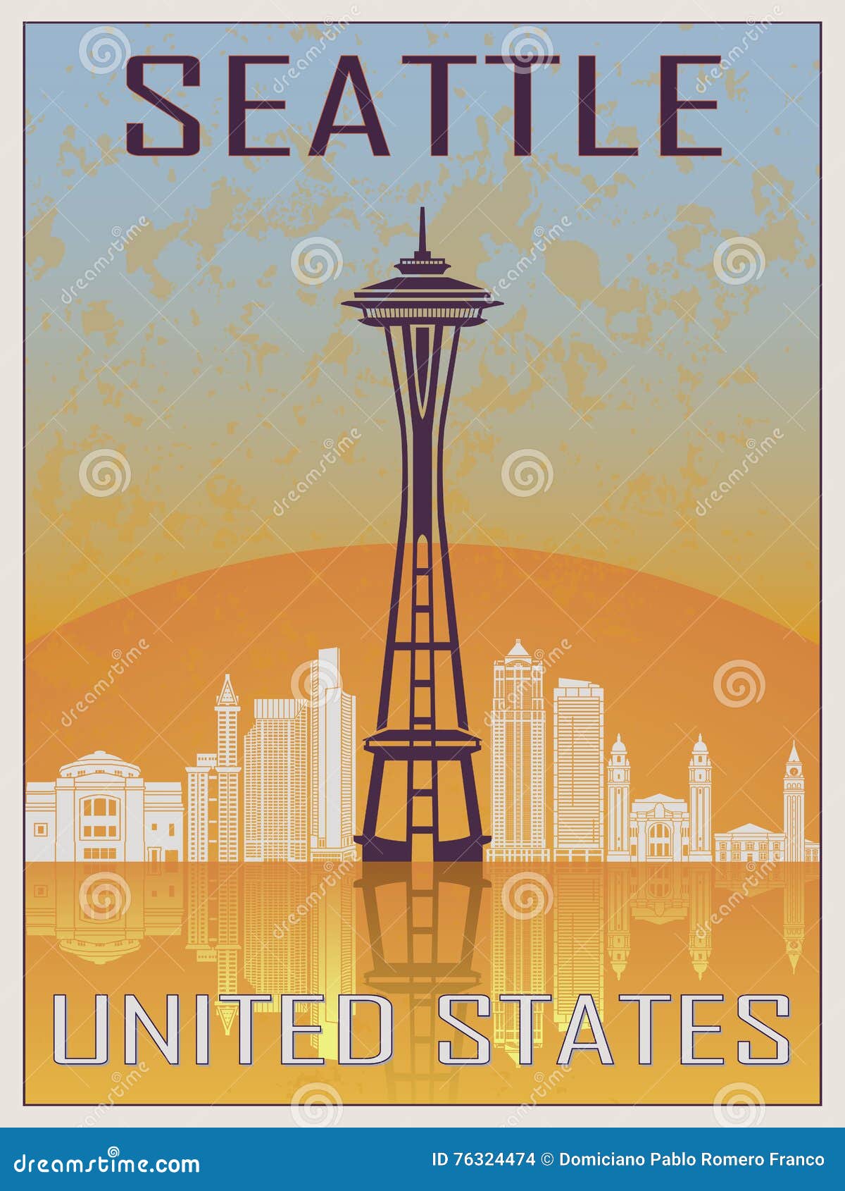 Cartaz Do Vintage De Seattle Ilustração do Vetor - Ilustração de ...