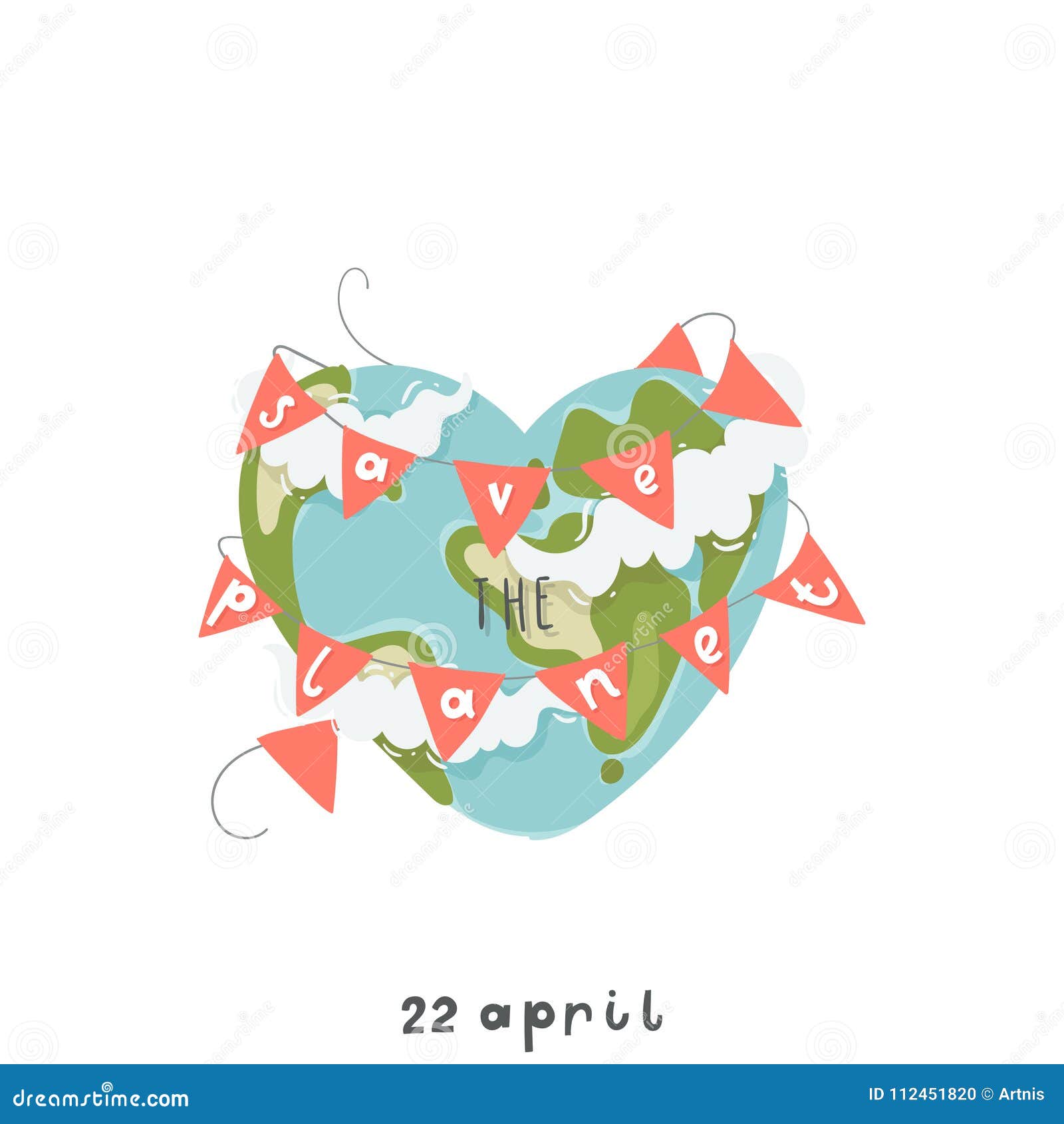 Cartaz Feliz Com A Terra Nuvens Do Dia Da Terra Rotulando Ilustração