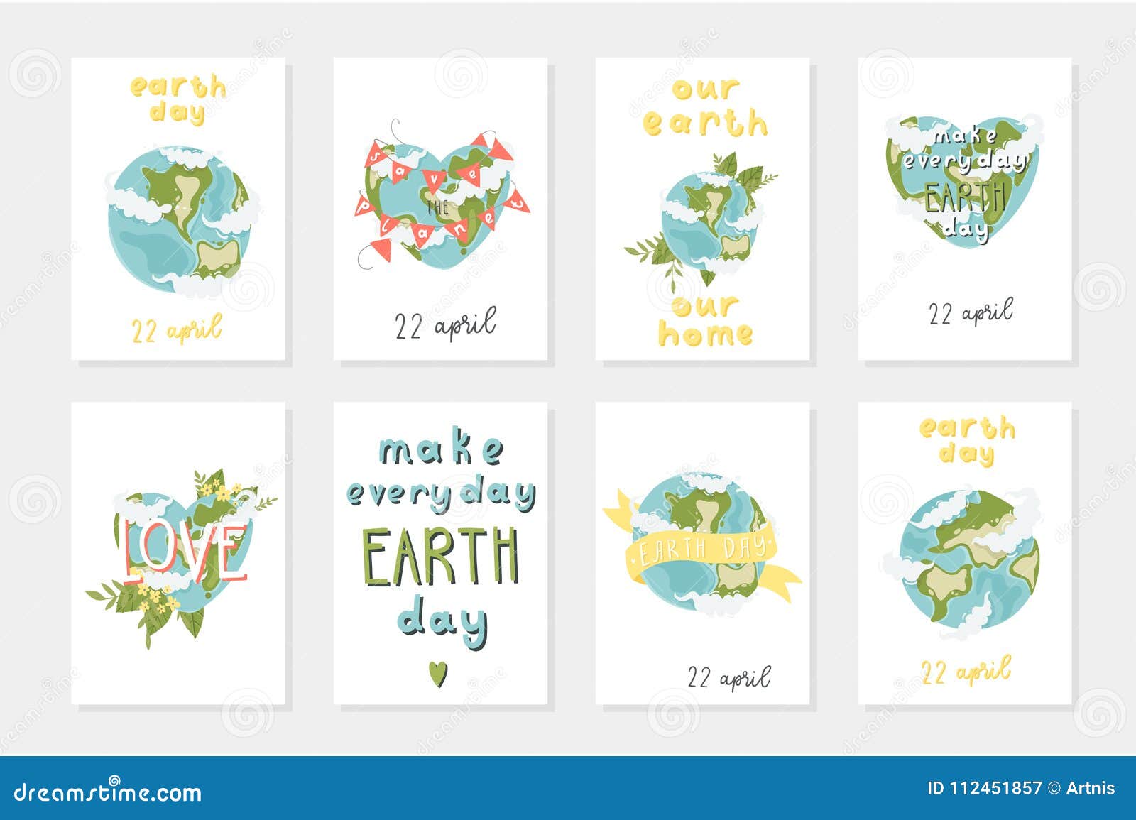 Cartazes Felizes Do Dia Da Terra Ilustração Do Vetor Ilustração De