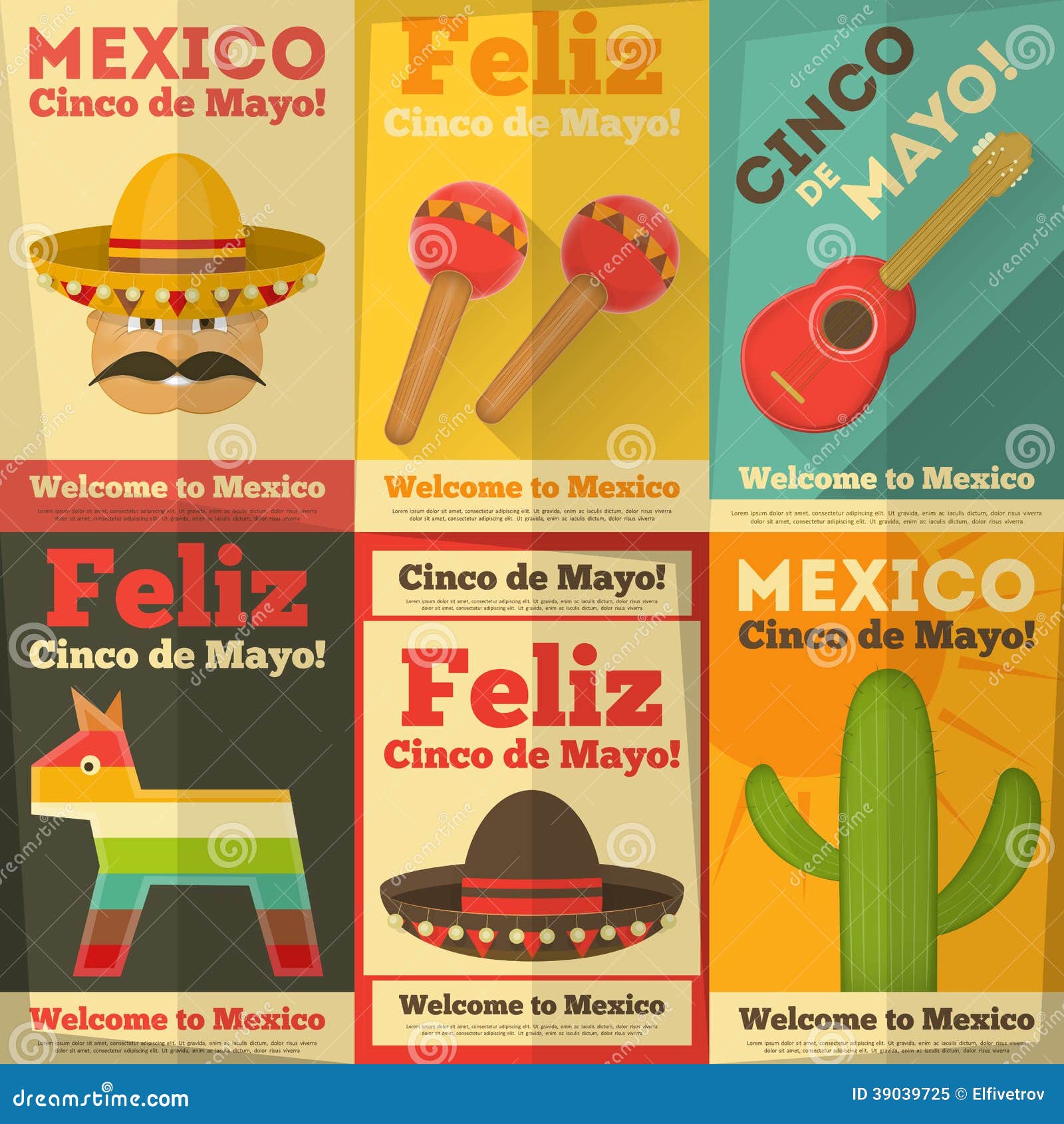 Cartazes mexicanos ilustração do vetor. Ilustração de objeto - 39039725