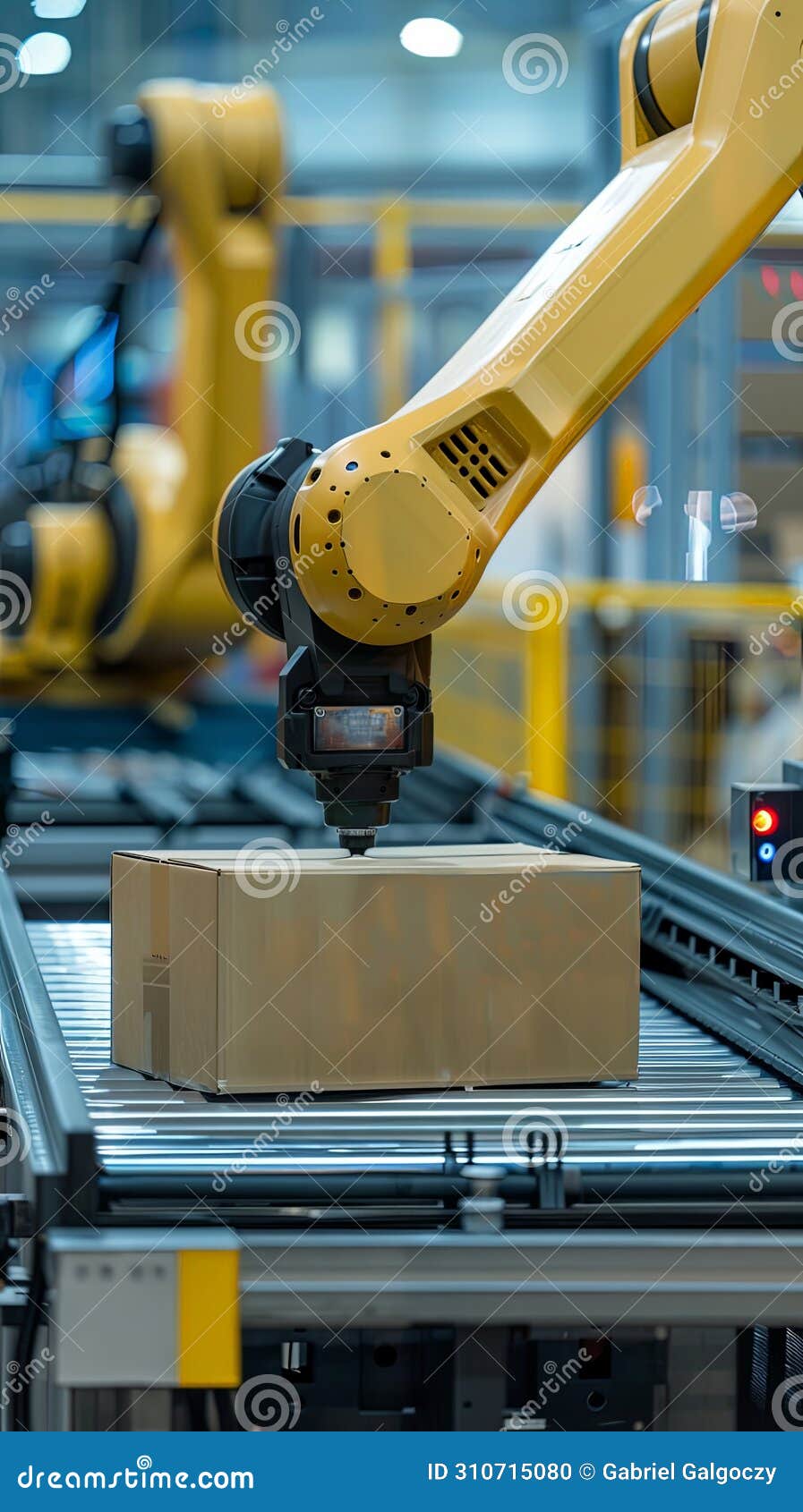Cartboard Boxes Parcels On Conveyor Belt In Warehouse Handled By ...