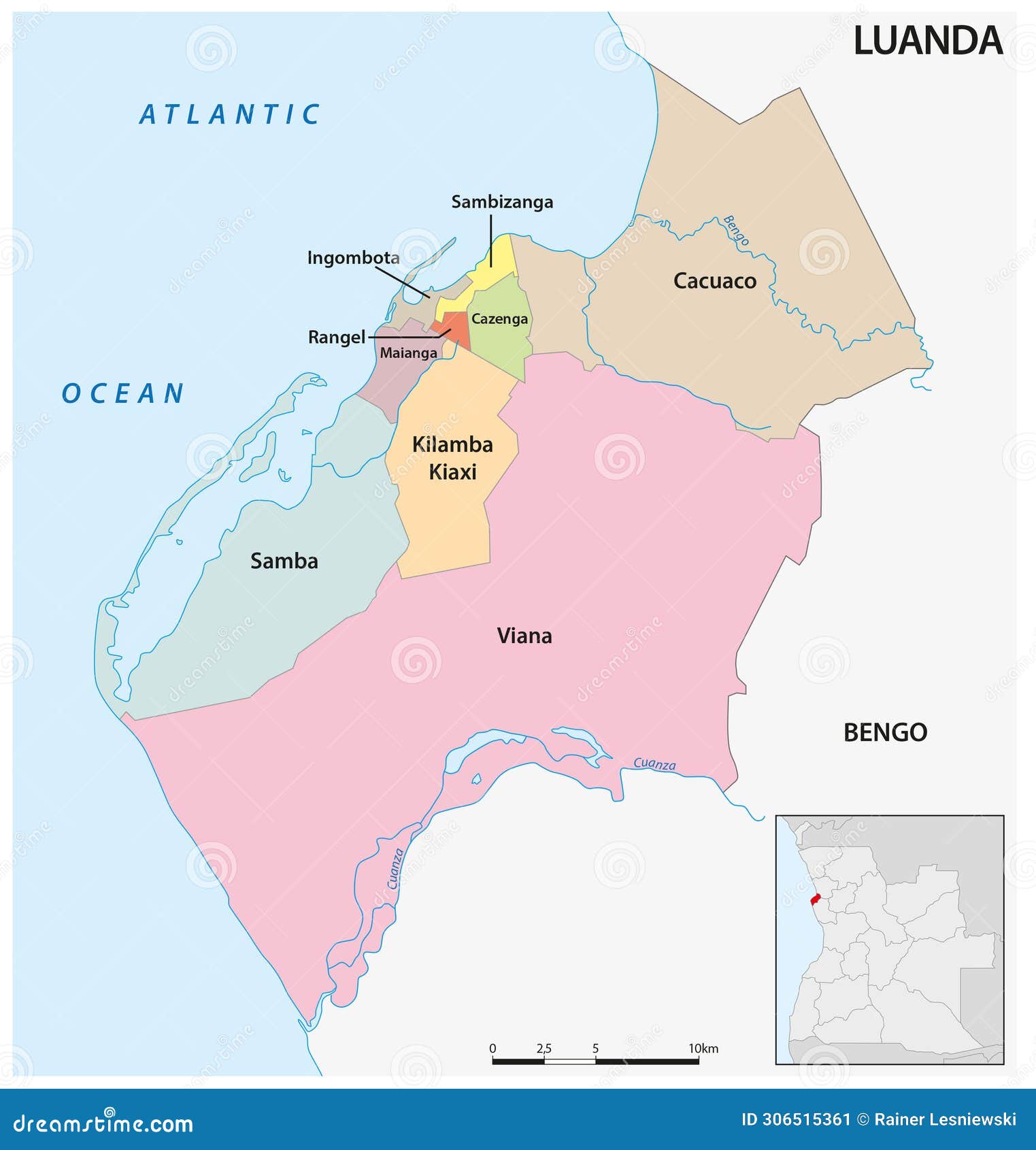 Carte Administrative Vectorielle De La Capitale Angolaise Luanda ...