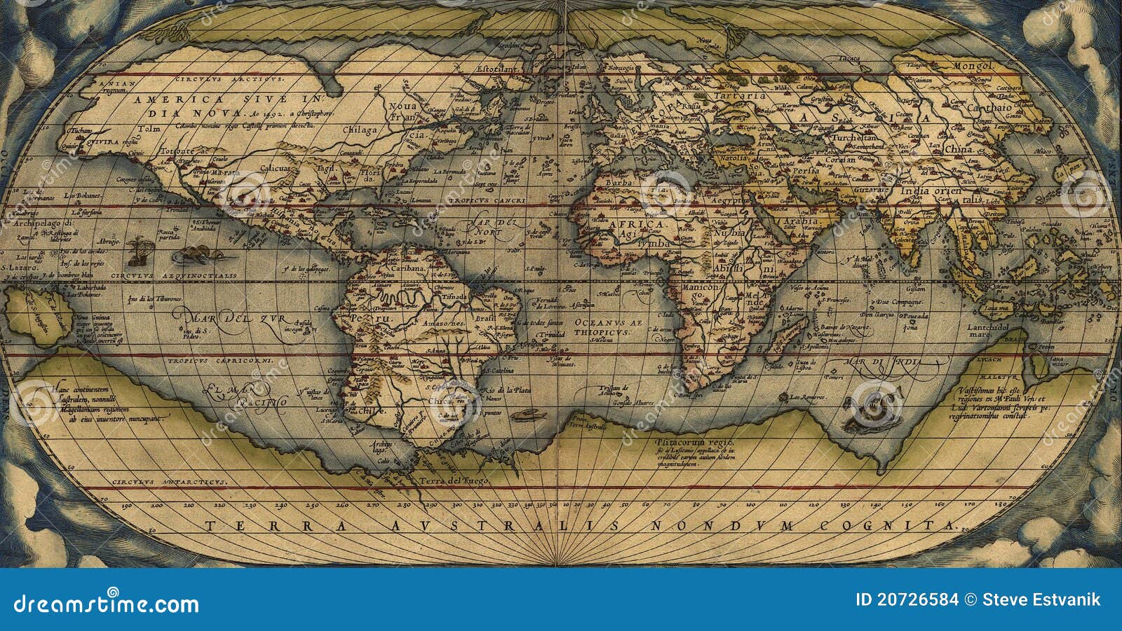 Carte antique du monde image stock éditorial. Illustration du régions - 20726584