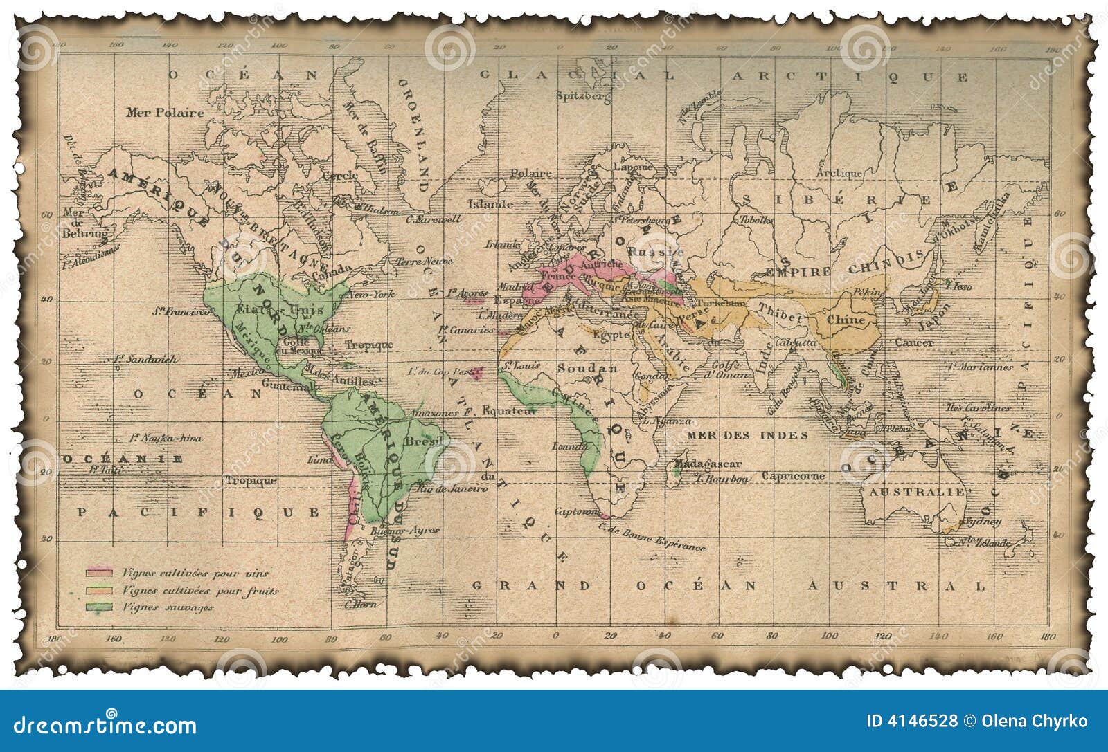 Carte antique du monde illustration stock. Illustration du brûlé - 4146528