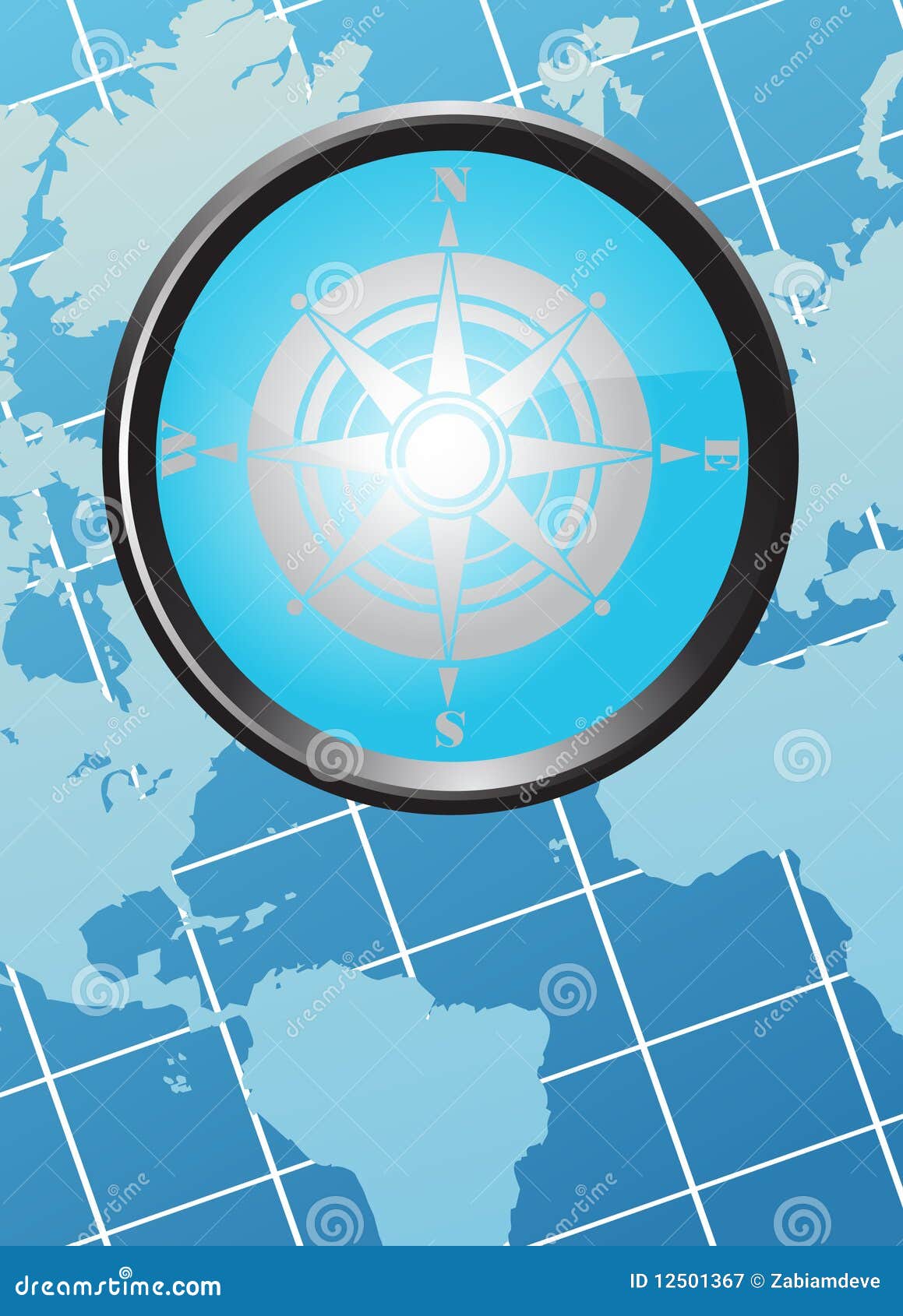 Carte Avec La Boussole Image. Image: 12501367