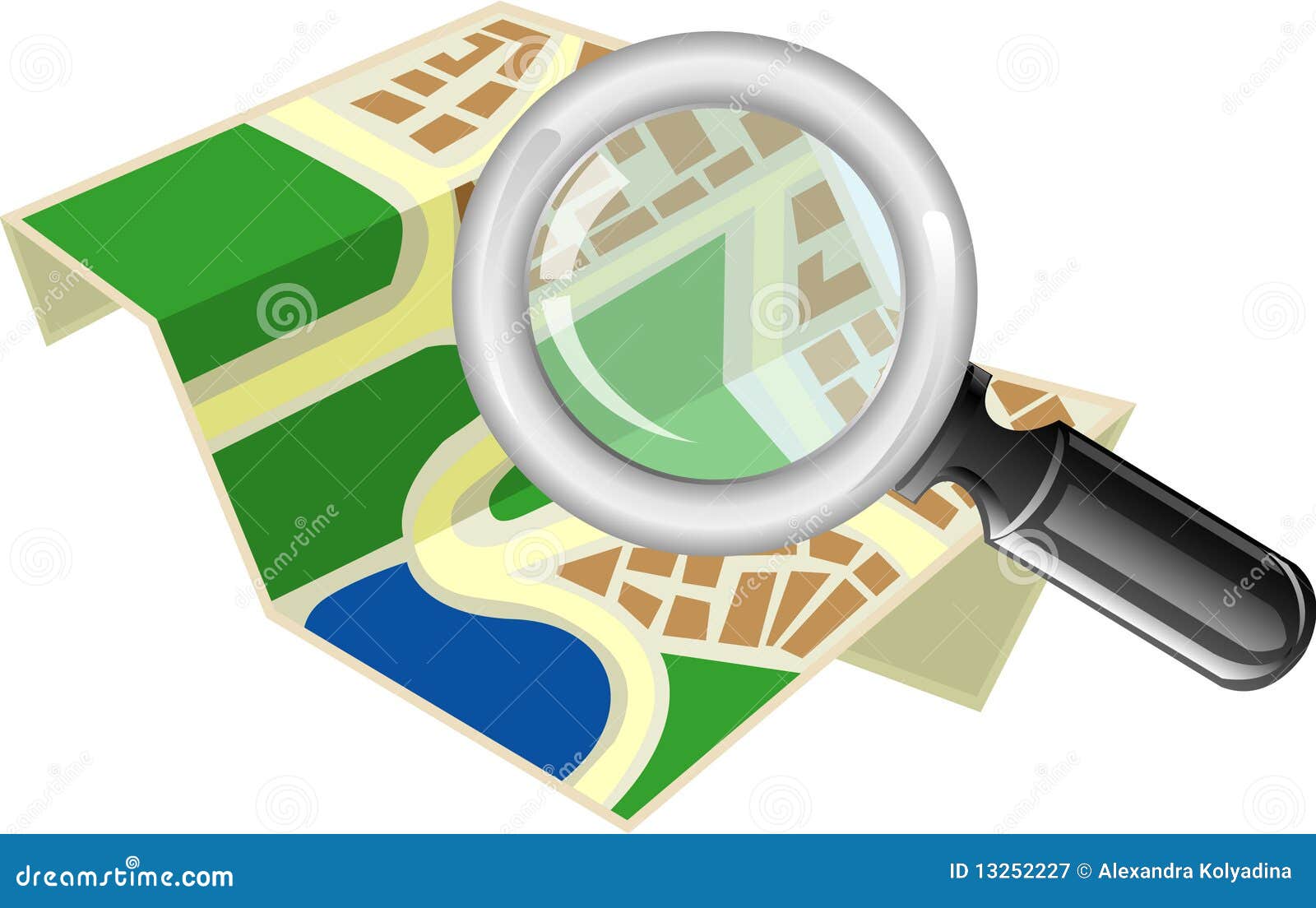 Carte avec la loupe illustration de vecteur. Illustration du plan ...