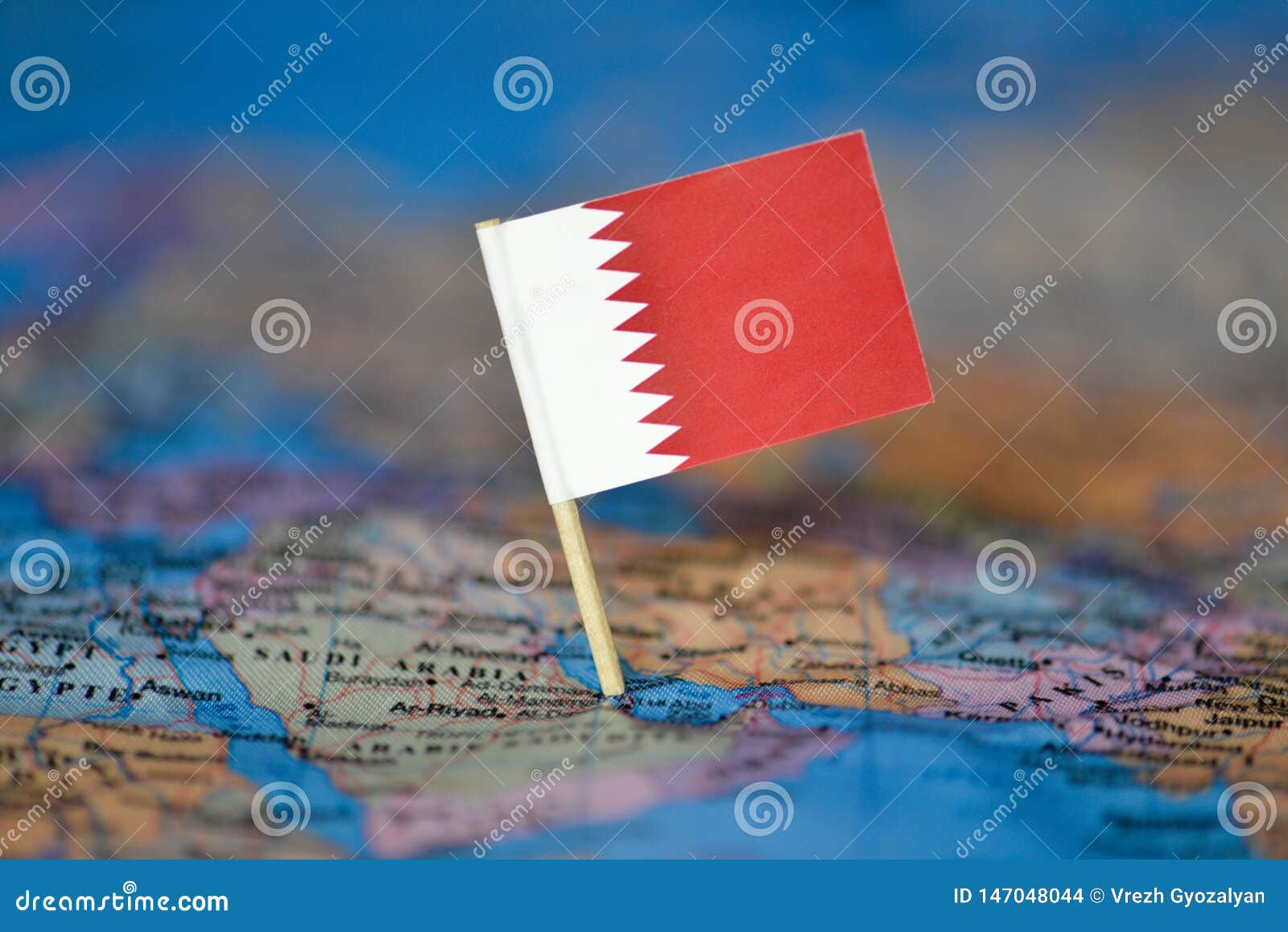 Carte Avec Le Drapeau Du Bahrain Photo stock - Image du géographie ...