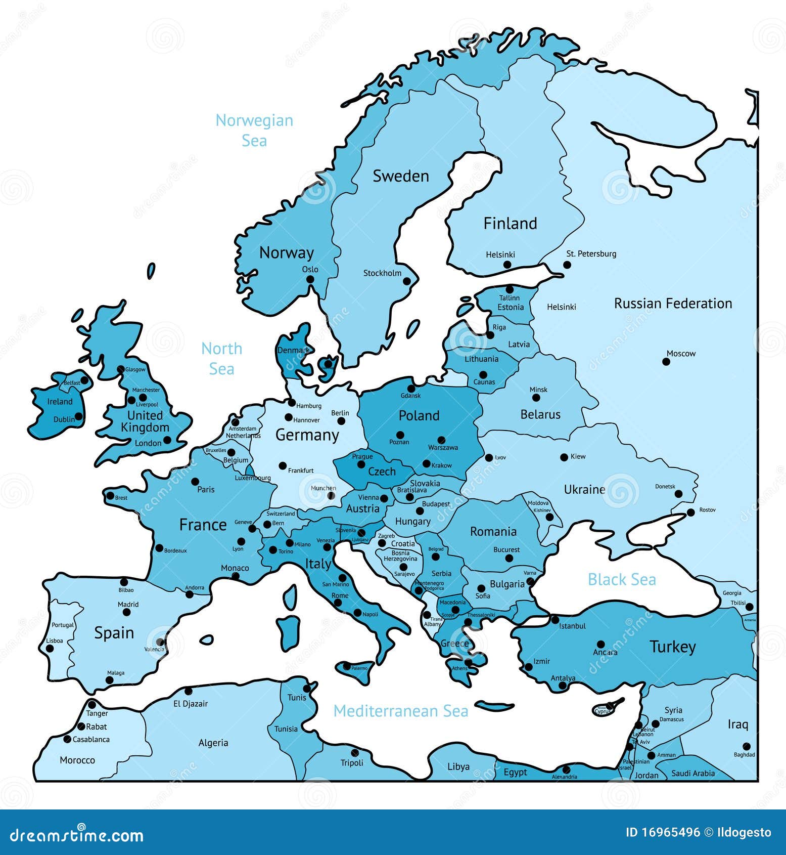 Carte Bleu-clair De L'Europe Illustration de Vecteur - Illustration du ...