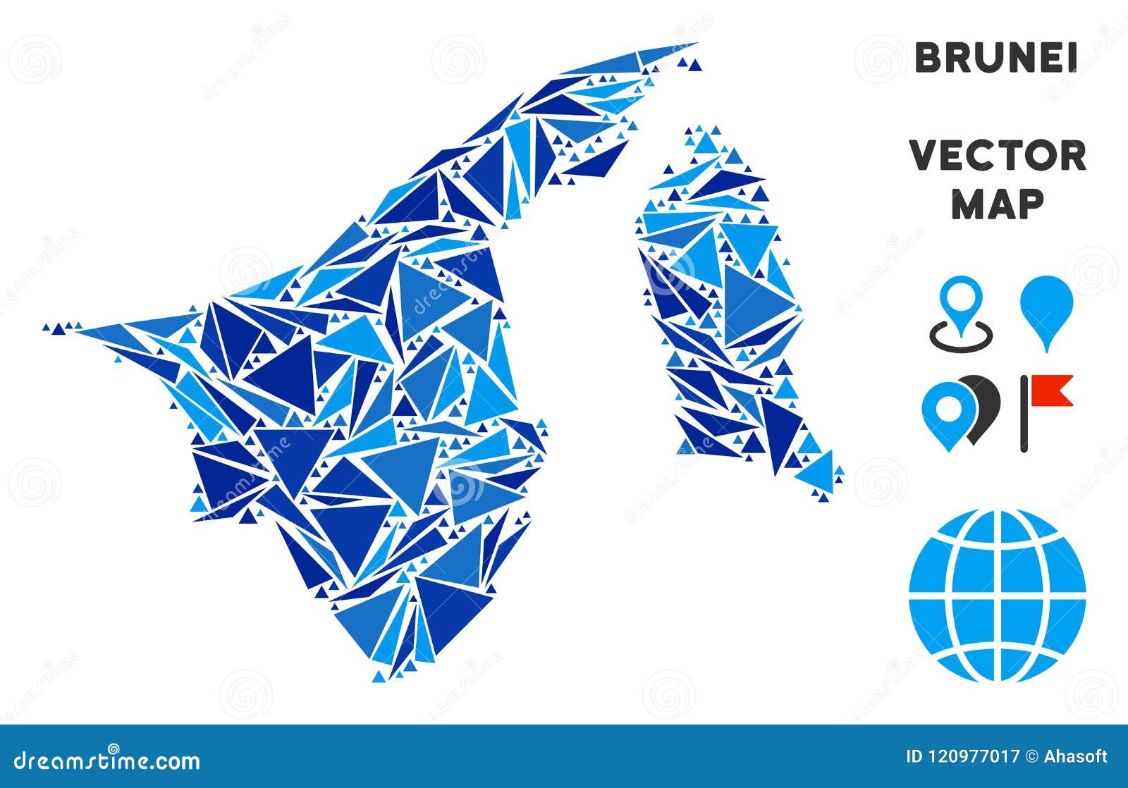 Carte Bleue Du Brunei De Triangle Illustration de Vecteur ...
