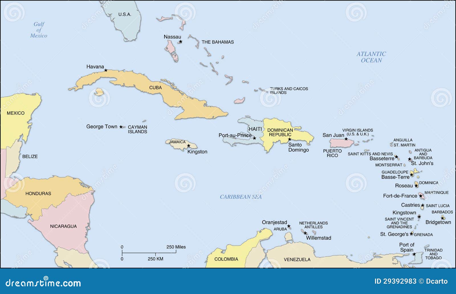 Carte D'îles Des Caraïbes Photos stock - Image: 29392983