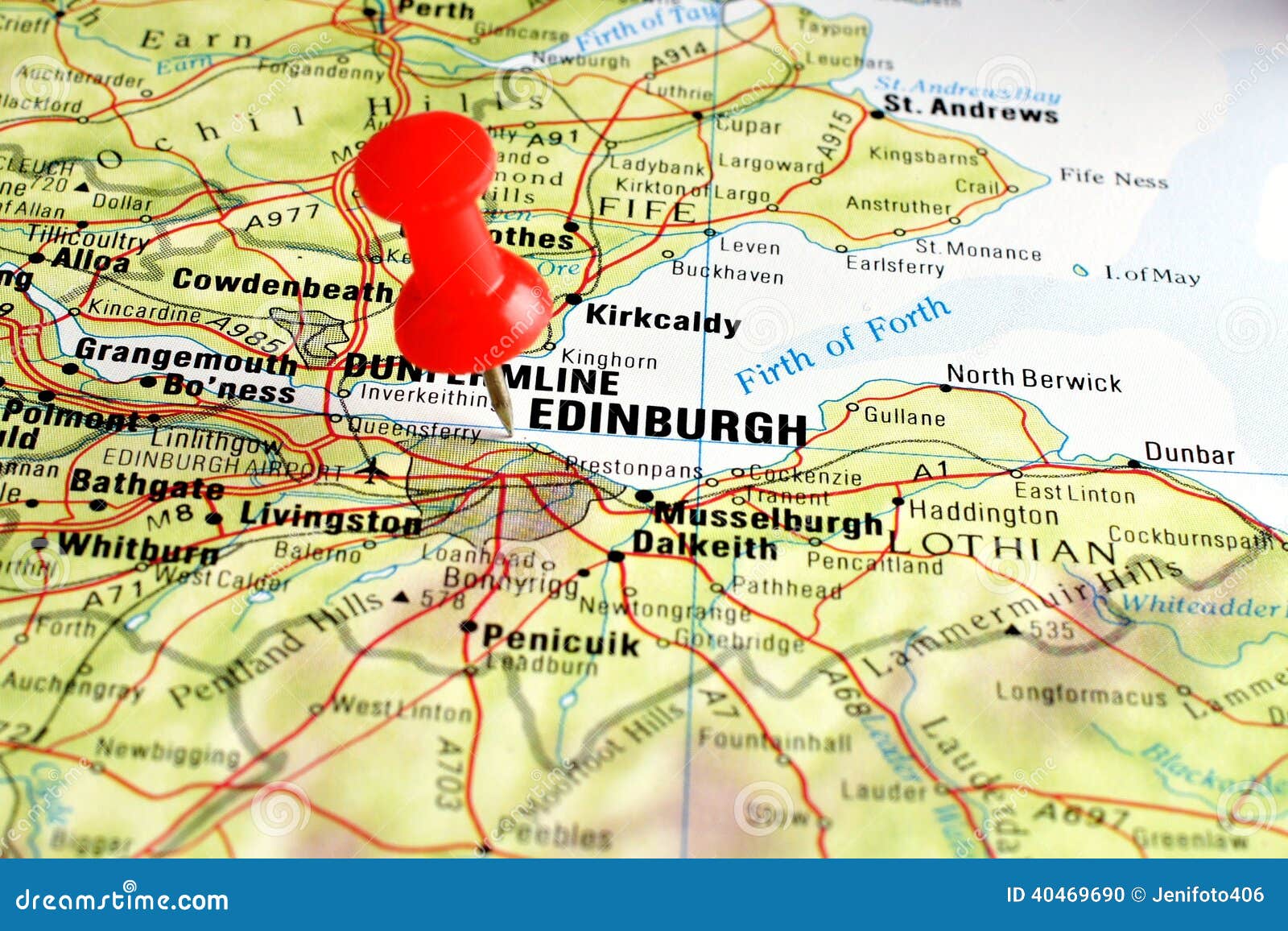 Carte D'Edimbourg Avec La Goupille Photo stock - Image du carte ...
