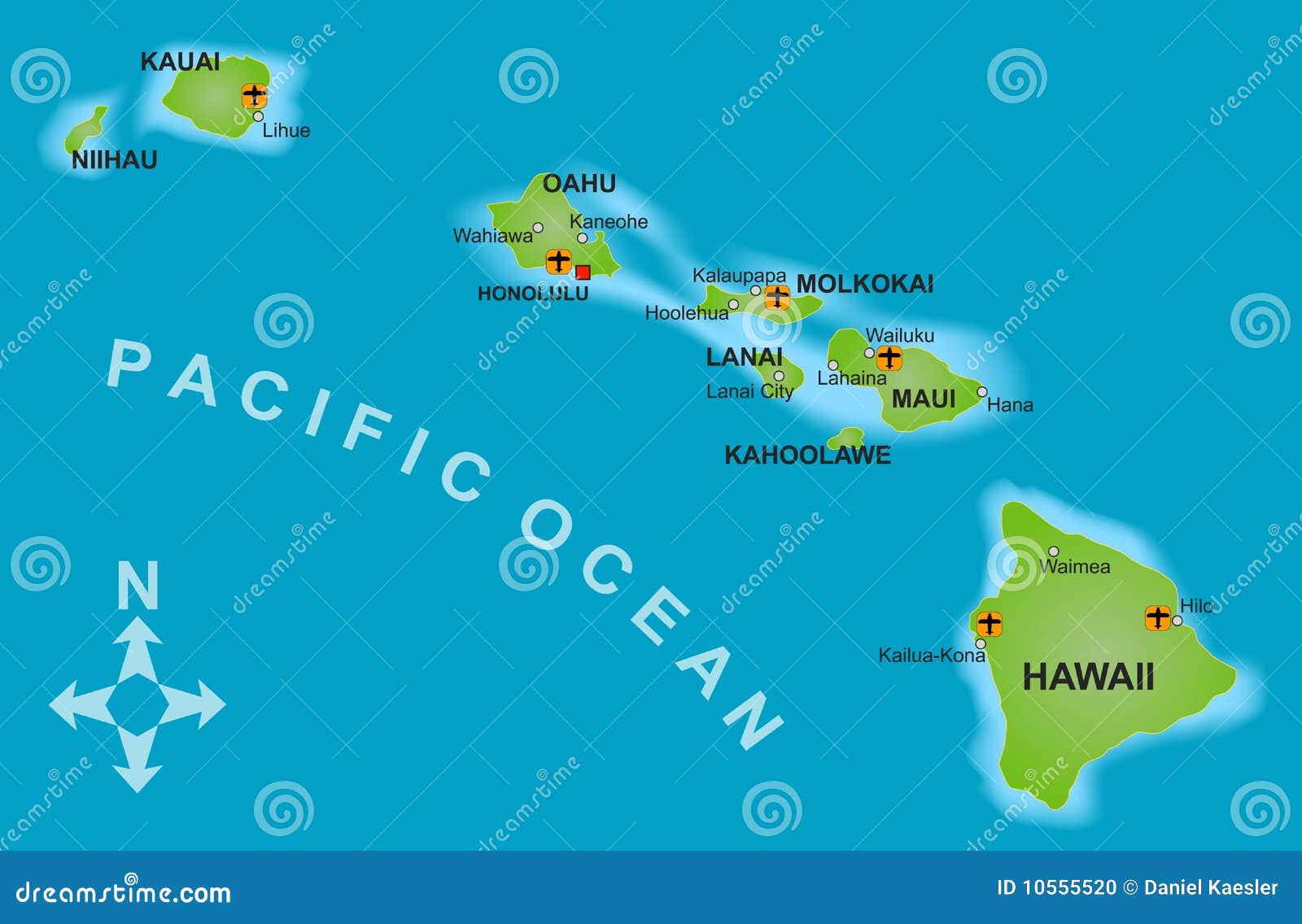 Carte D'Hawaï Photo stock - Image: 10555520