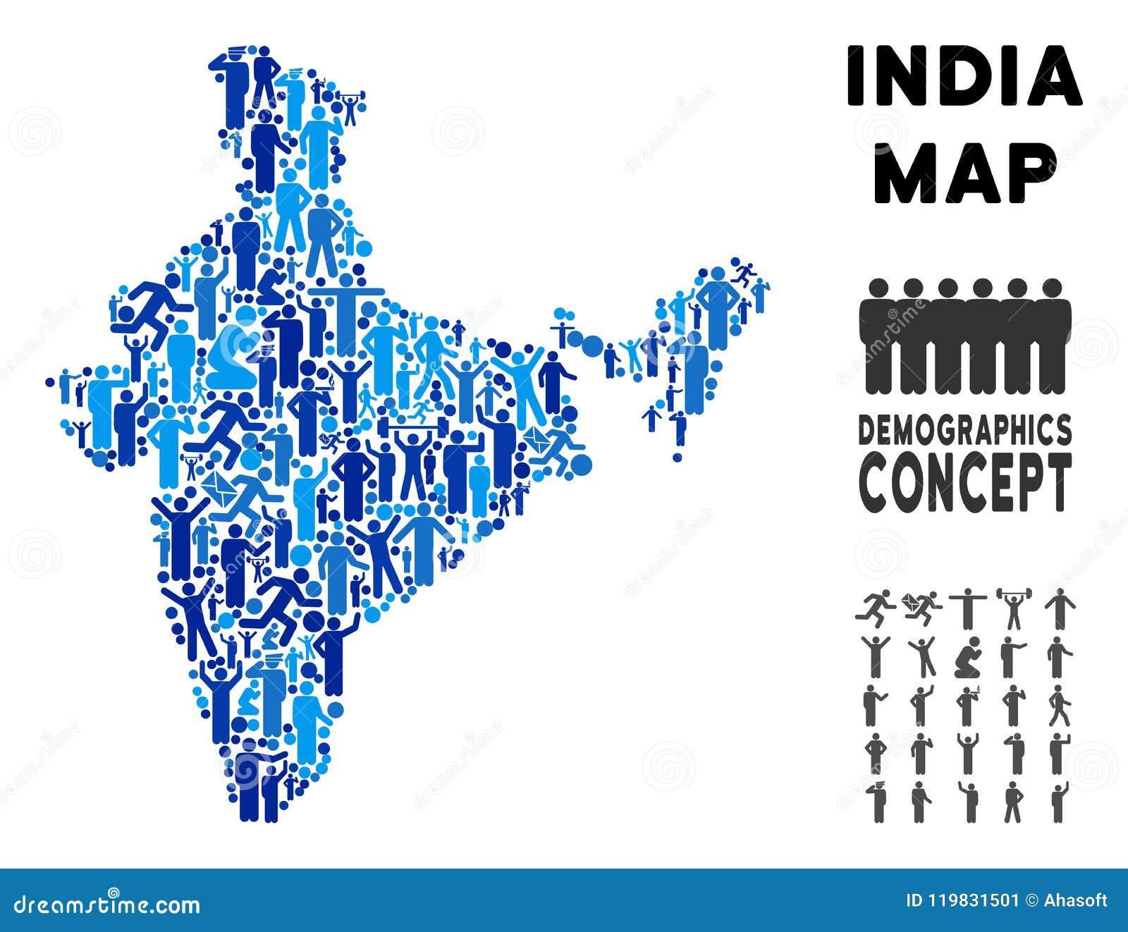 Carte D'Inde De Démographie Illustration de Vecteur - Illustration of ...