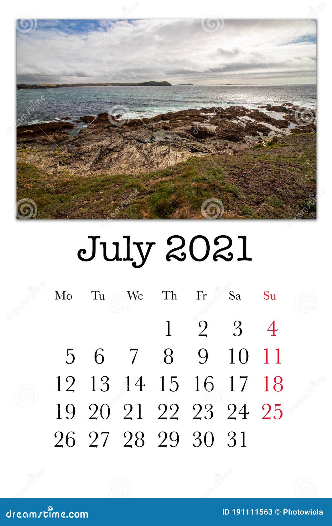 Carte De Calendrier Pour Le Mois De Juillet Photo stock éditorial ...