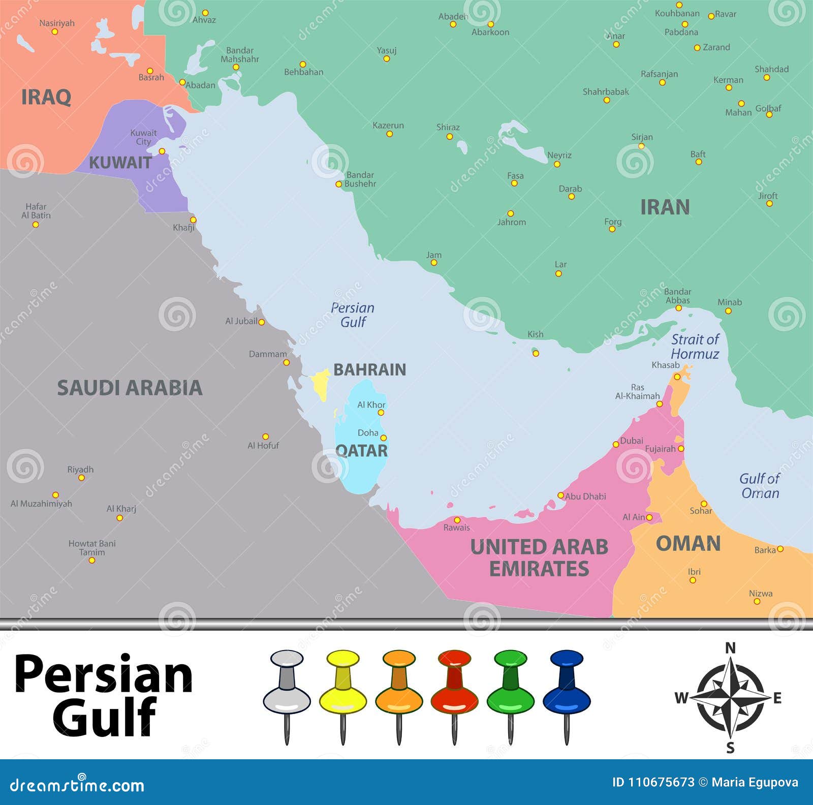 Carte de golfe Persique illustration de vecteur. Illustration du cadres ...