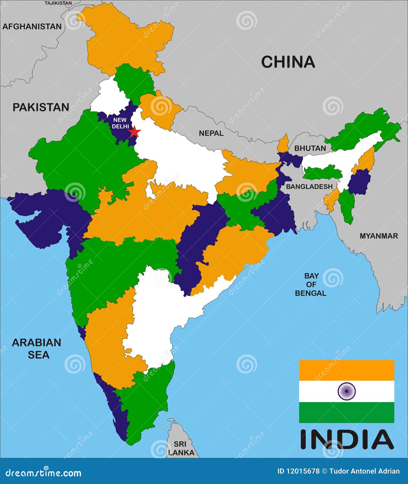 Carte de l'Inde illustration stock. Illustration du plan - 12015678