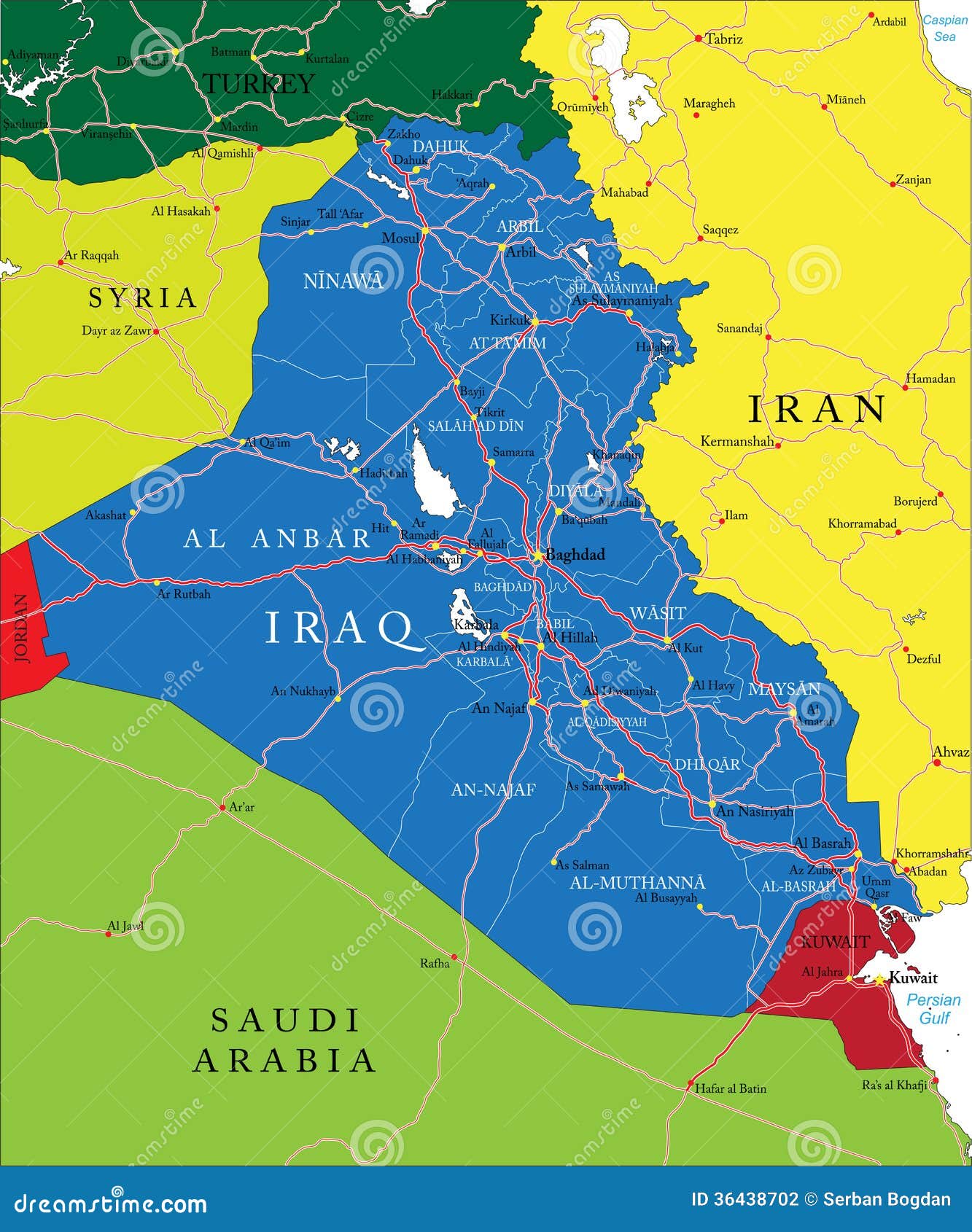 Carte De L'Irak Photographie stock - Image: 36438702