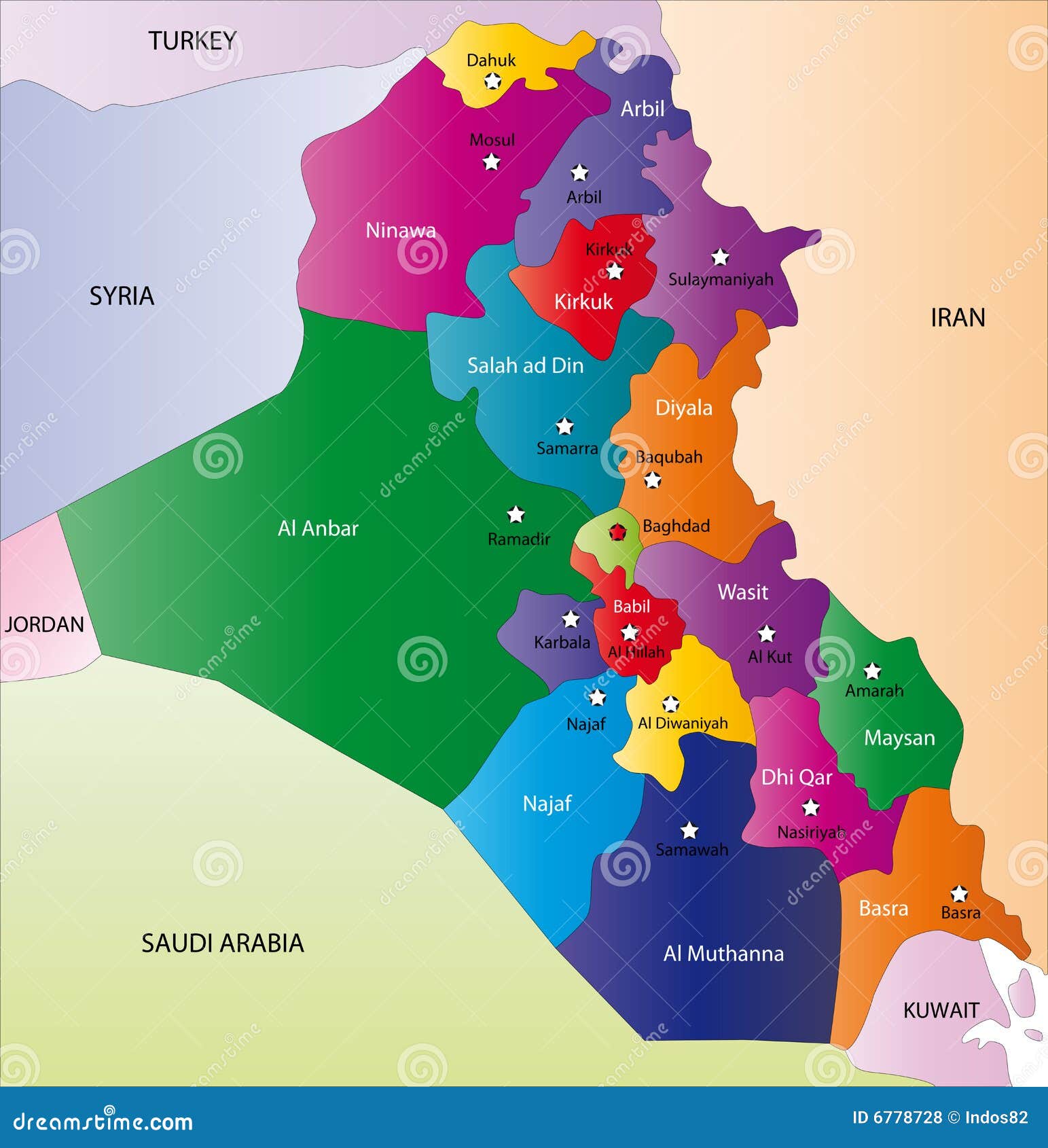 Carte de l'Irak illustration de vecteur. Illustration du cadre - 6778728