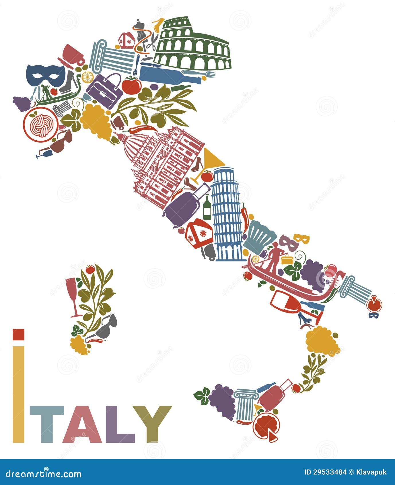 Carte de l'Italie illustration de vecteur. Illustration du architecture ...