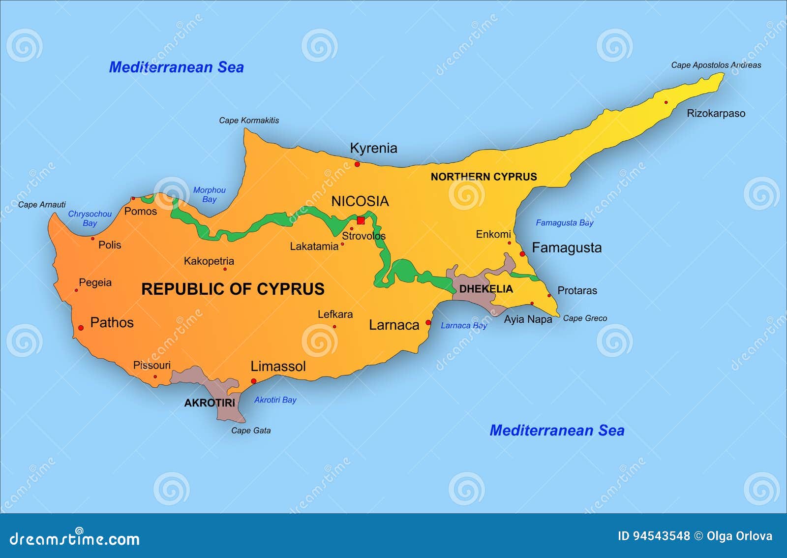 Carte de la Chypre illustration de vecteur. Illustration du zone - 94543548