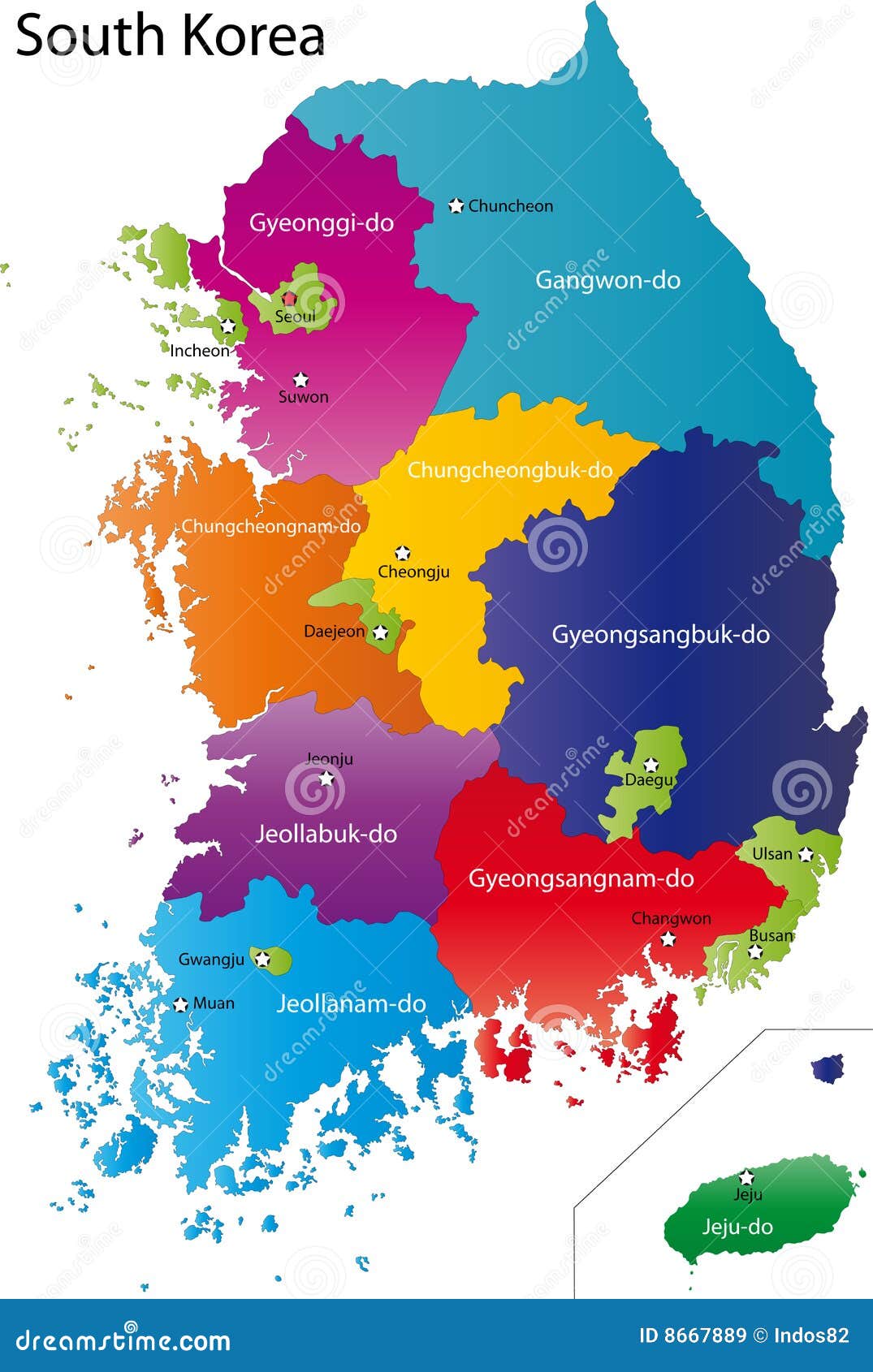 Carte de la Corée du Sud illustration de vecteur. Illustration du ville ...