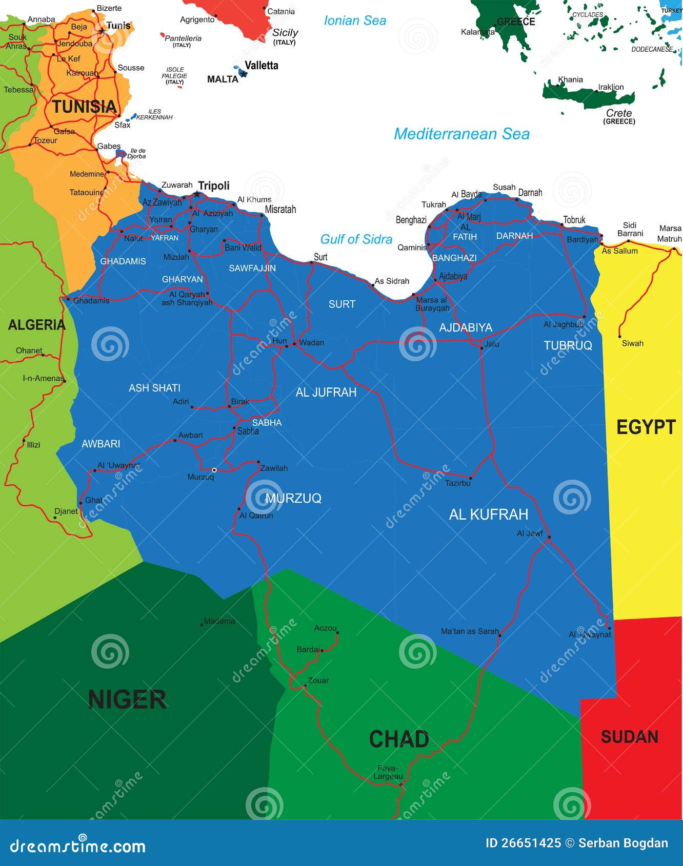 Carte de la Libye illustration de vecteur. Illustration du algérie ...