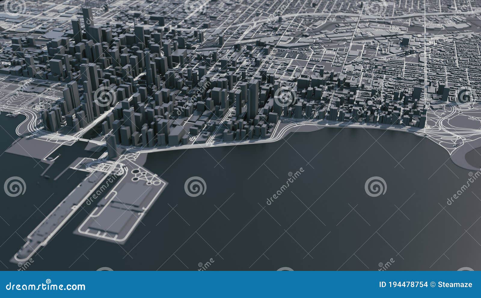 Carte De La Ville De Chicago 3d. Illustration Stock - Illustration of plan, information: 194478754