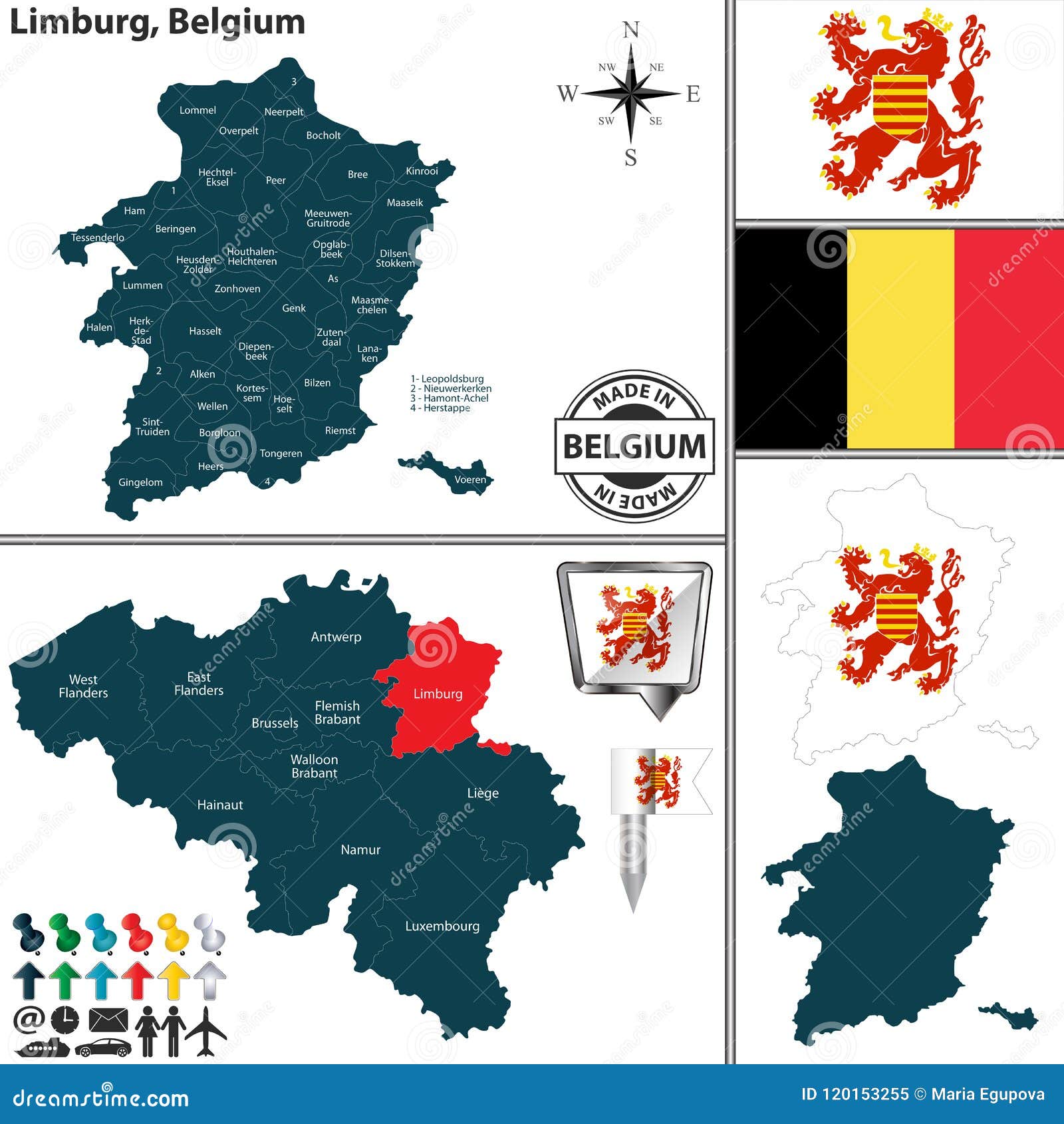 Carte De Limbourg, Belgique Illustration de Vecteur - Illustration of ...