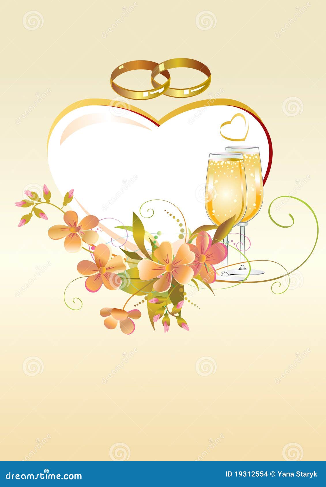 Carte De Mariage Avec Le Coeur Illustration de Vecteur - Illustration ...