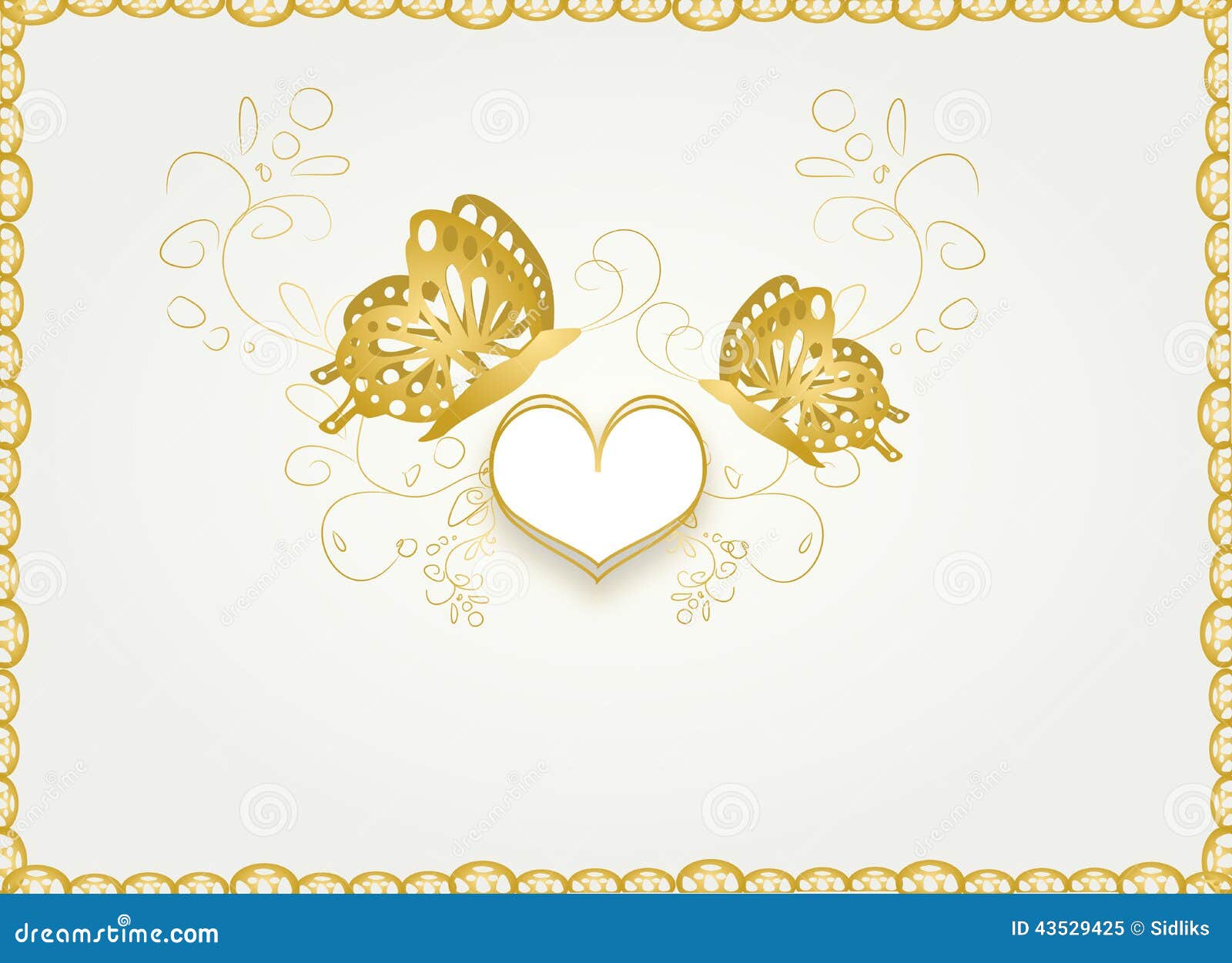 Carte De Mariage Avec Les Papillons D'or Illustration Stock ...