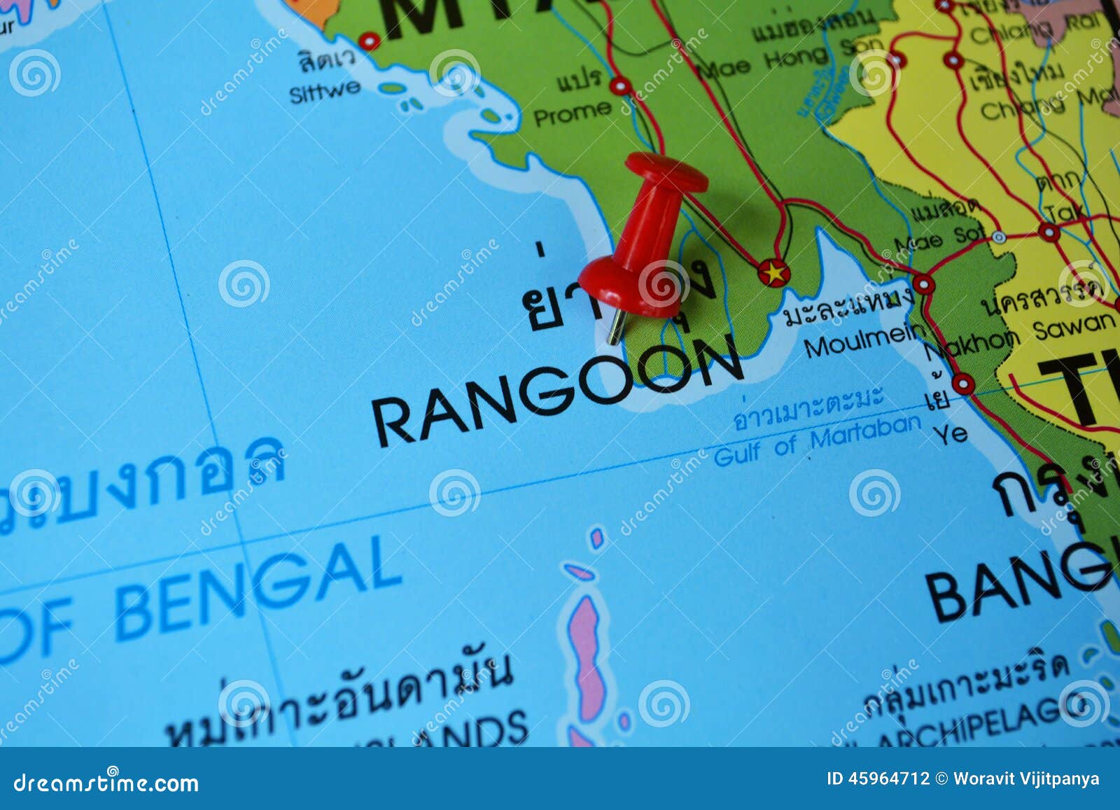 Carte de Rangoon photo stock. Image du carte, concept - 45964712