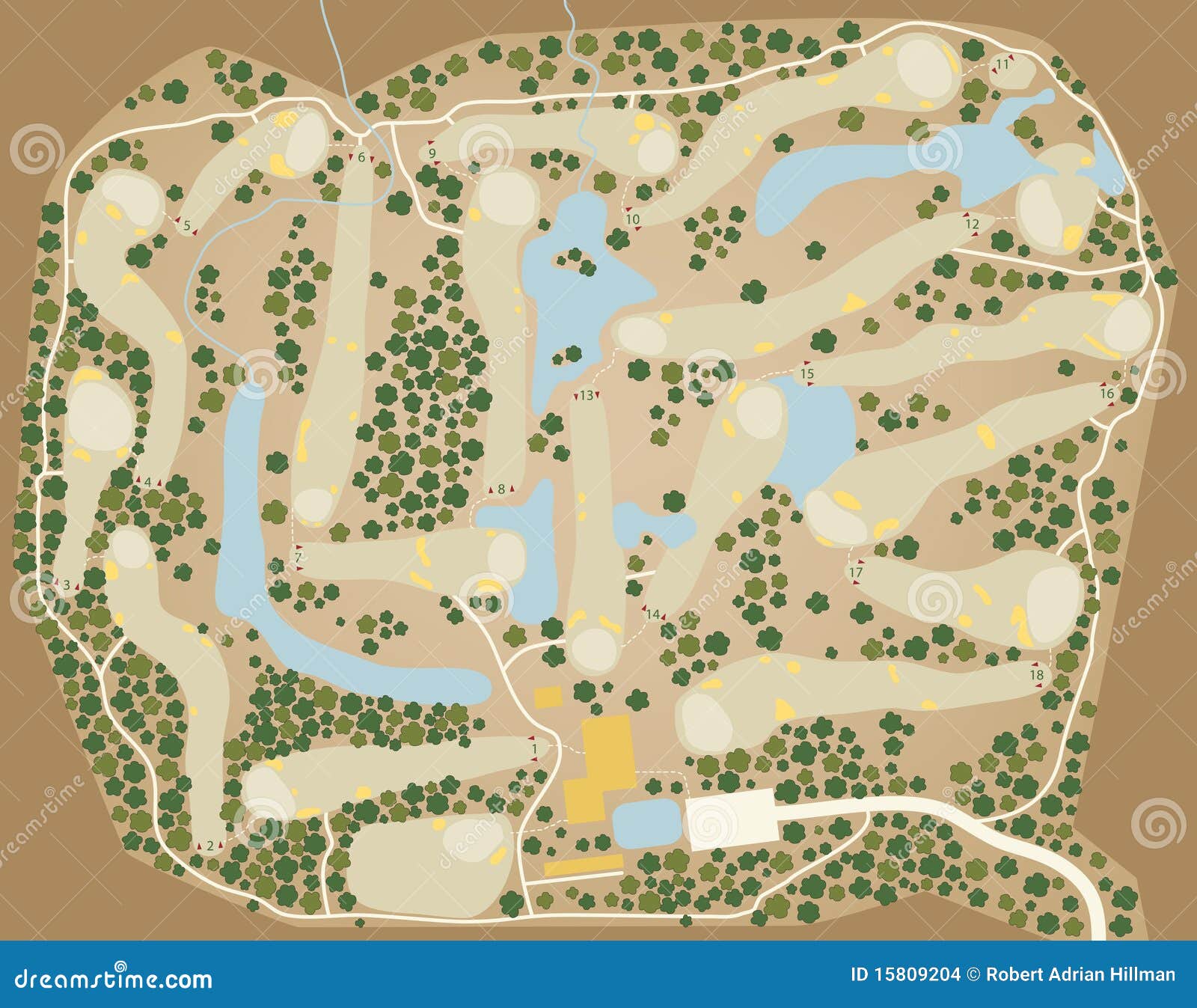 Carte de terrain de golf illustration de vecteur. Illustration of ...