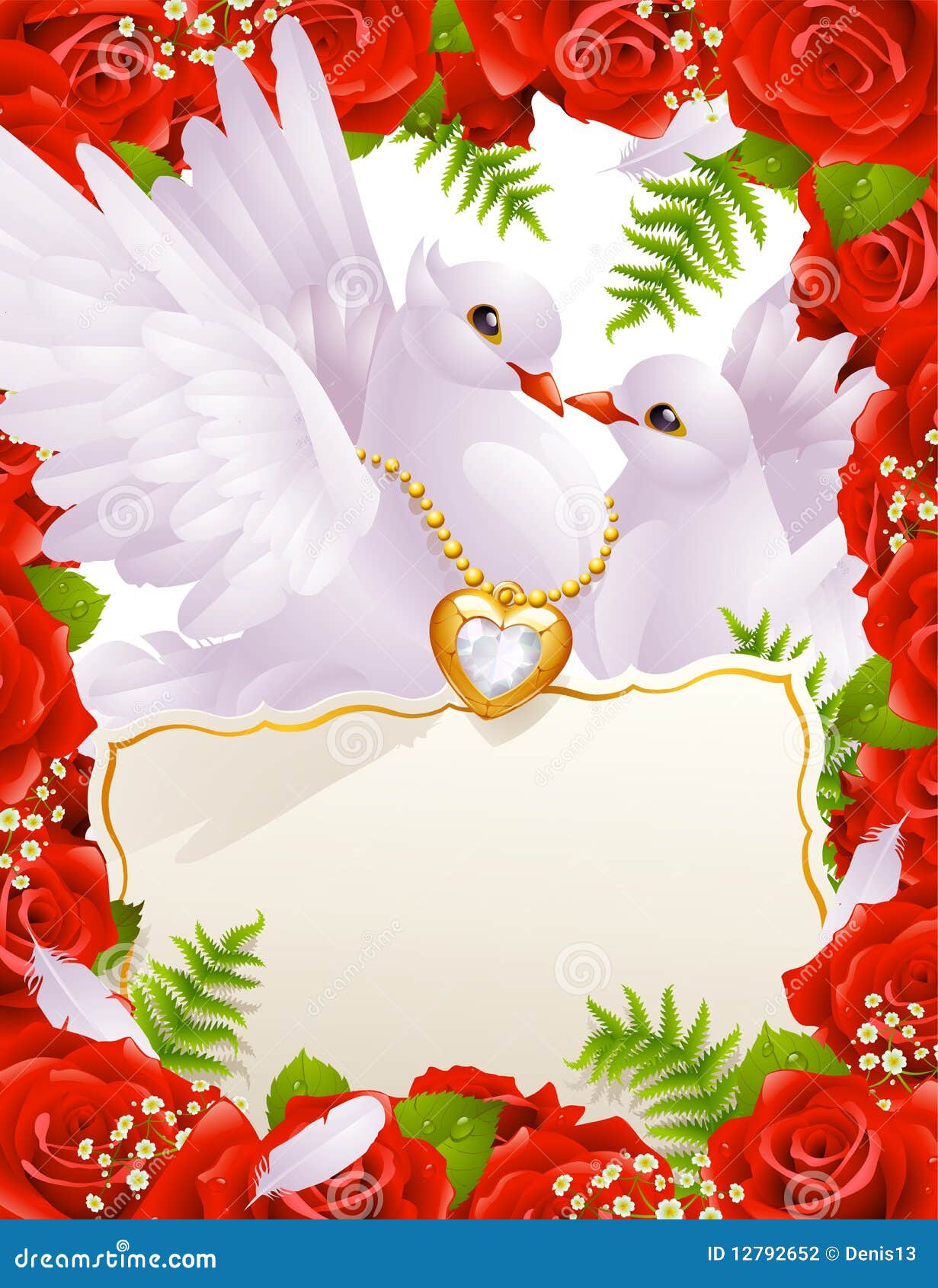 Carte De Voeux Avec Des Colombes Illustration de Vecteur - Illustration ...