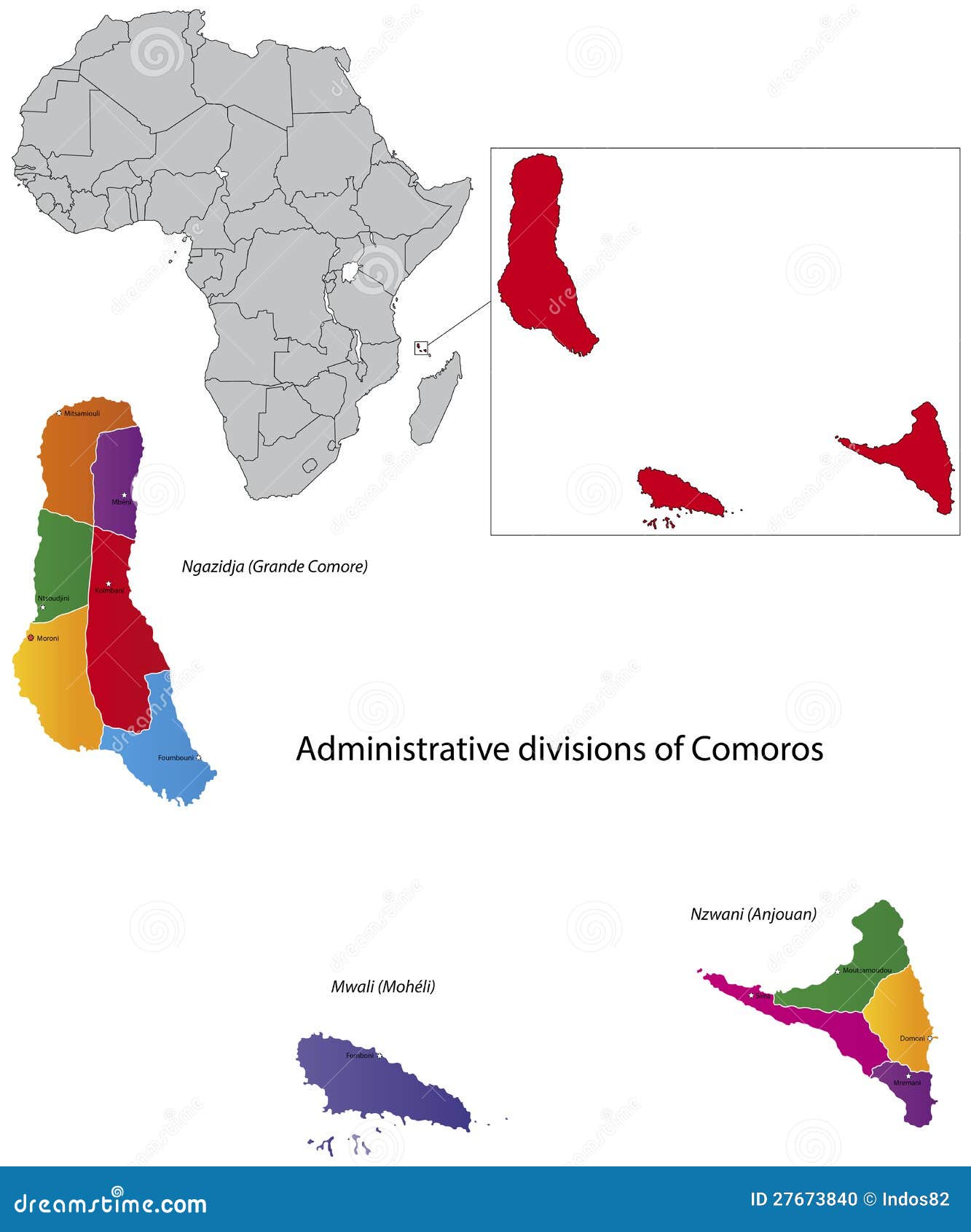 Carte des Comores illustration de vecteur. Illustration du archipel ...