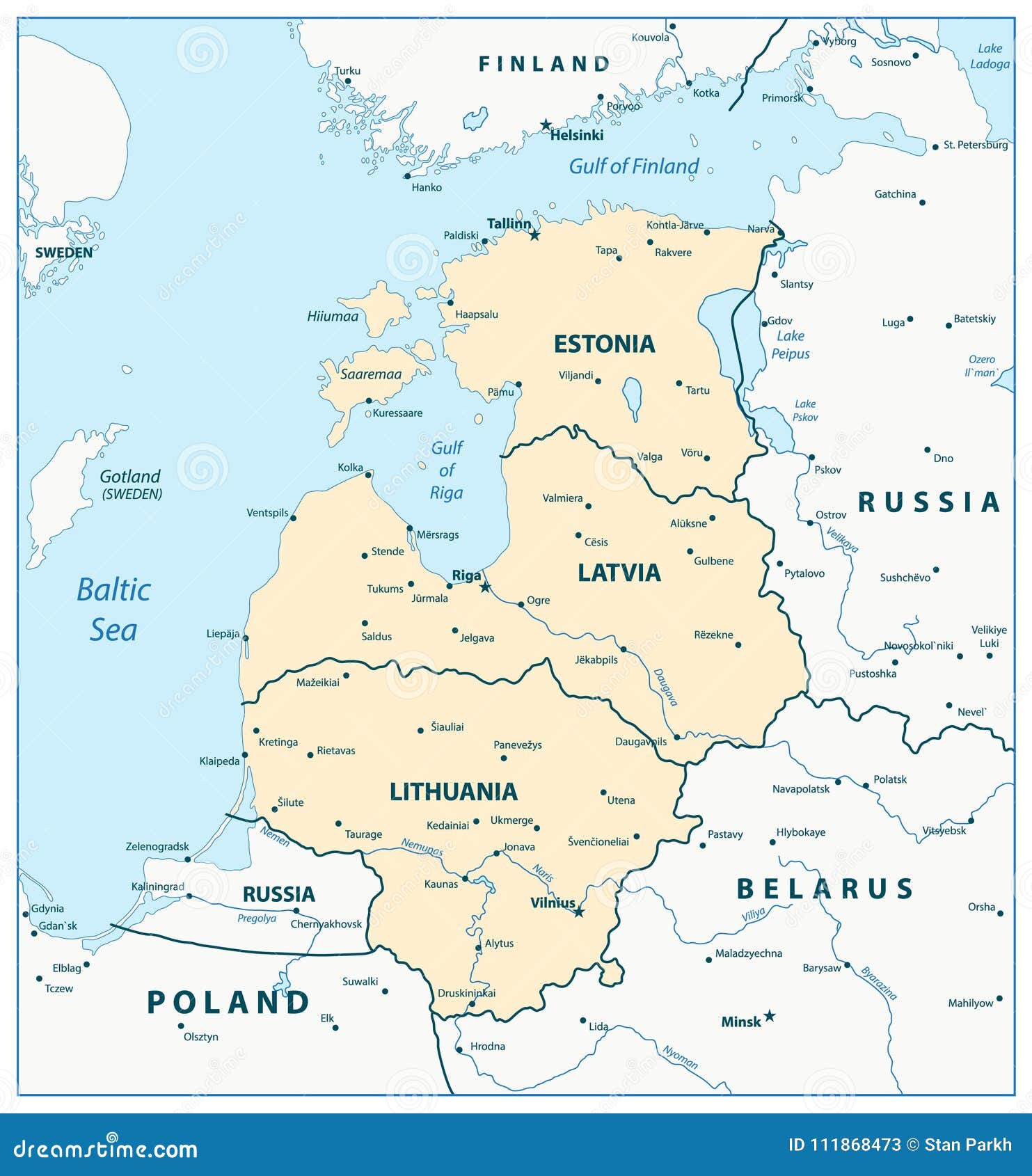 Carte des pays Baltes illustration de vecteur. Illustration du ...