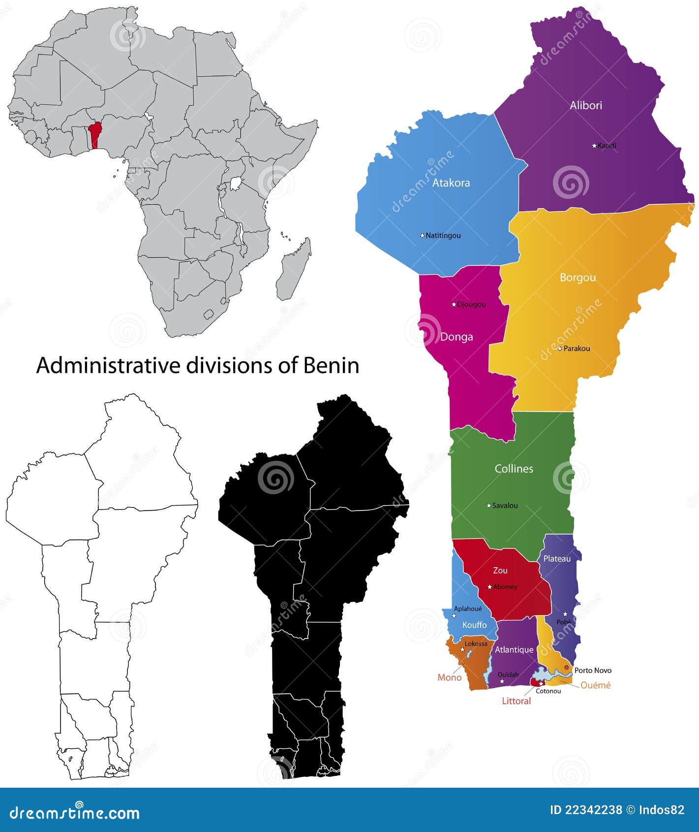 Carte du Bénin illustration de vecteur. Illustration du atlas - 22342238