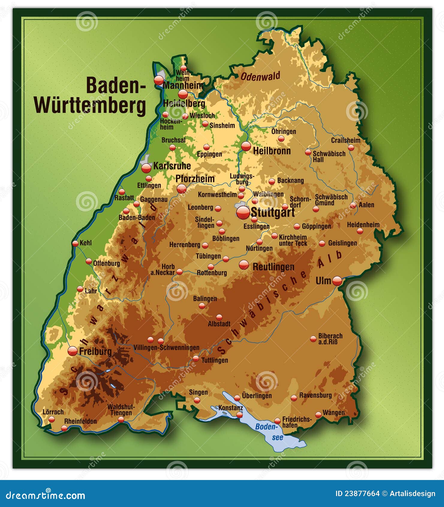 Carte du Bade-Wurtemberg illustration stock. Illustration du plans ...