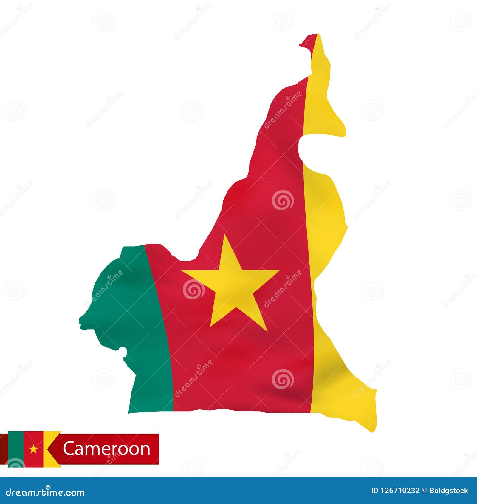 Carte Du Cameroun Avec Le Drapeau De Ondulation Du Pays Illustration de ...