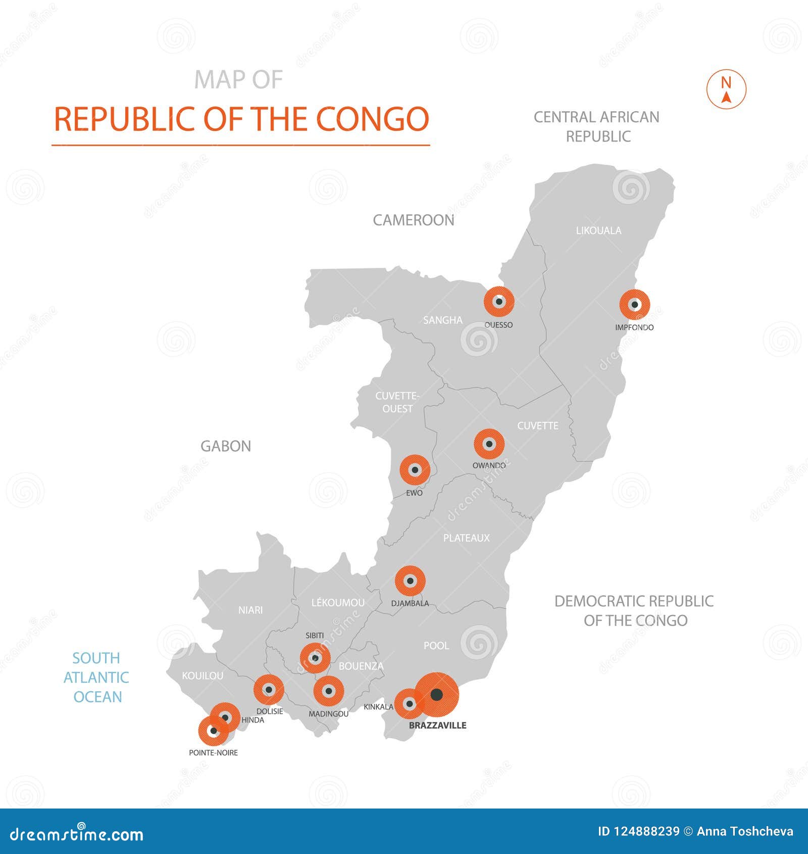 Carte Du Congo Avec Des Divisions Administratives Illustration de ...
