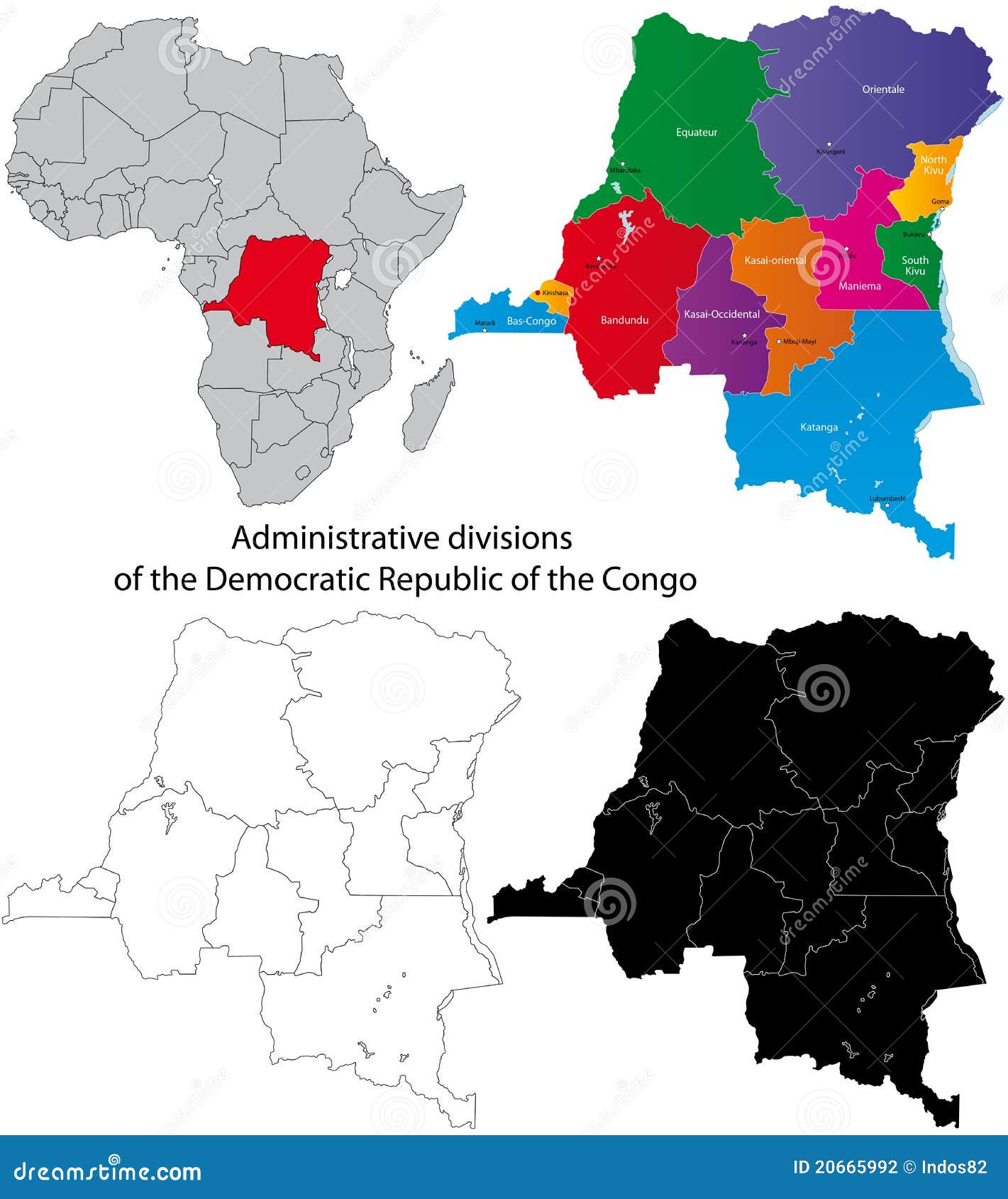 Carte Du Democratic Republic of the Congo Illustration de Vecteur ...