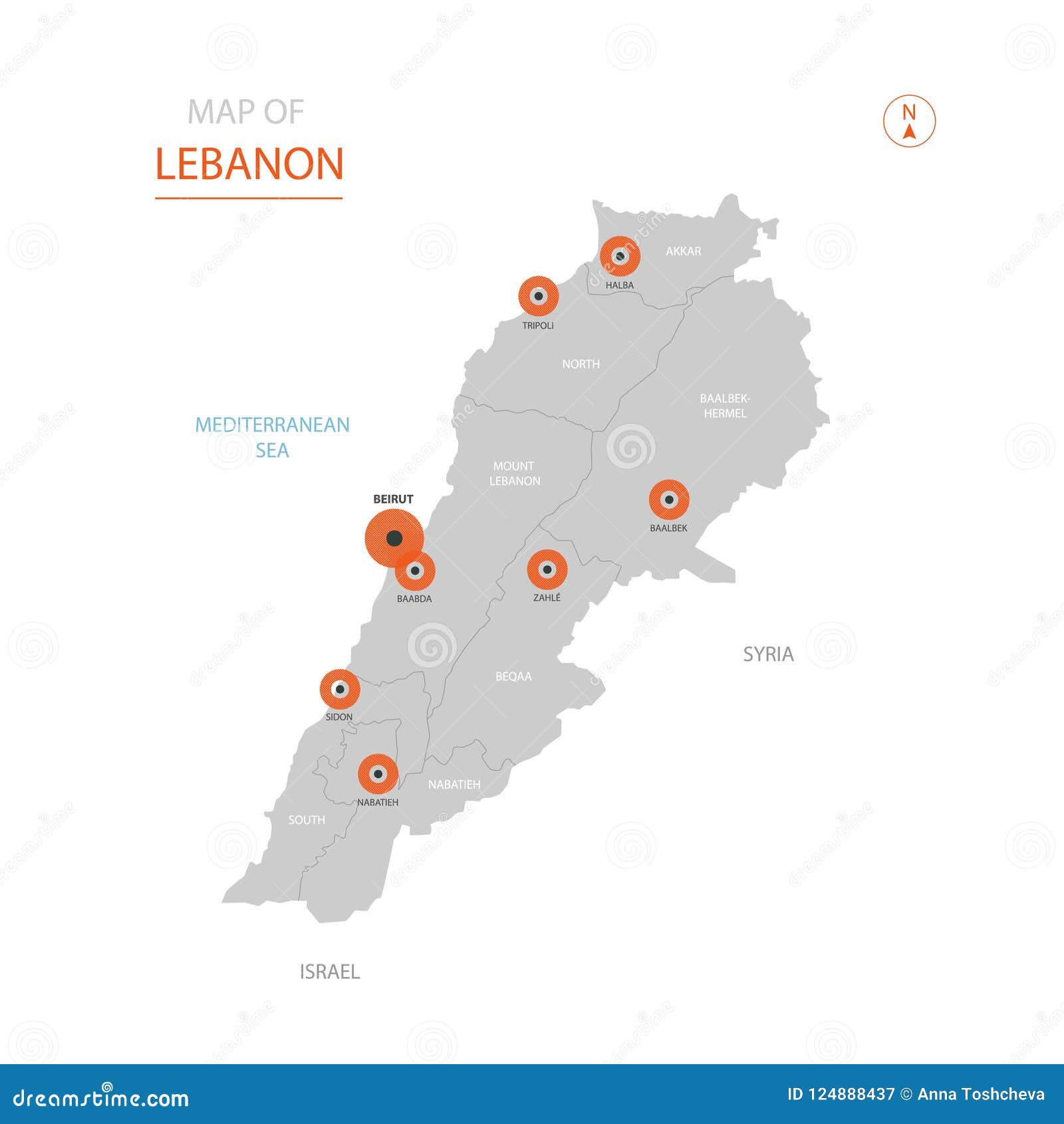 Carte Du Liban Avec Des Divisions Administratives Illustration de ...