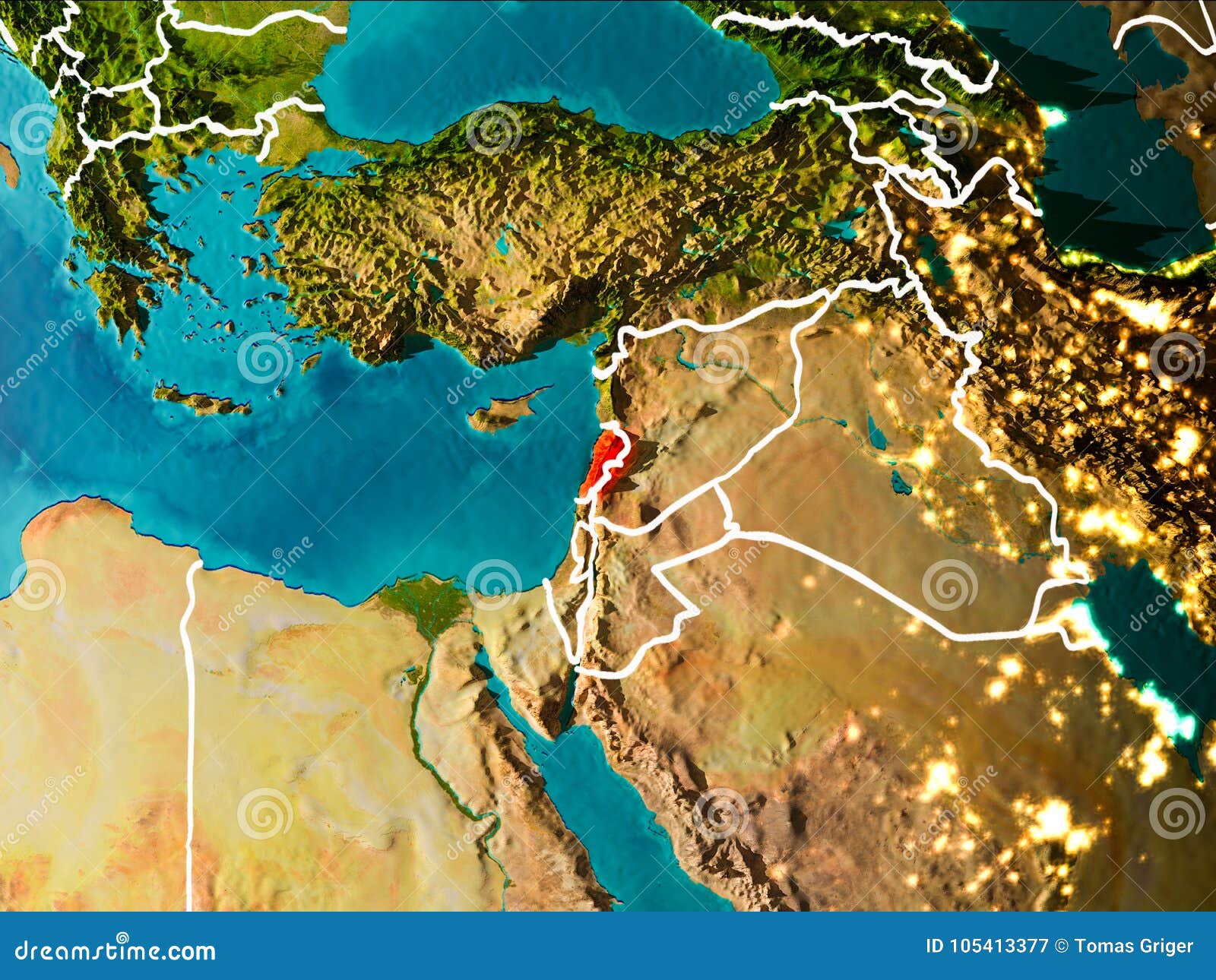 Carte du Liban sur terre illustration stock. Illustration du libanais ...