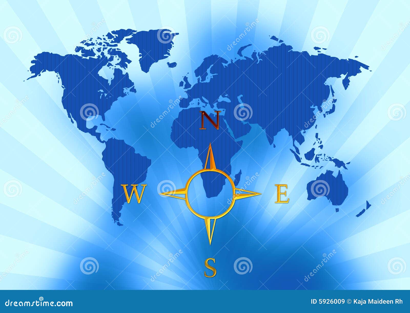 Carte Du Monde Avec La Boussole Image. Image: 5926009