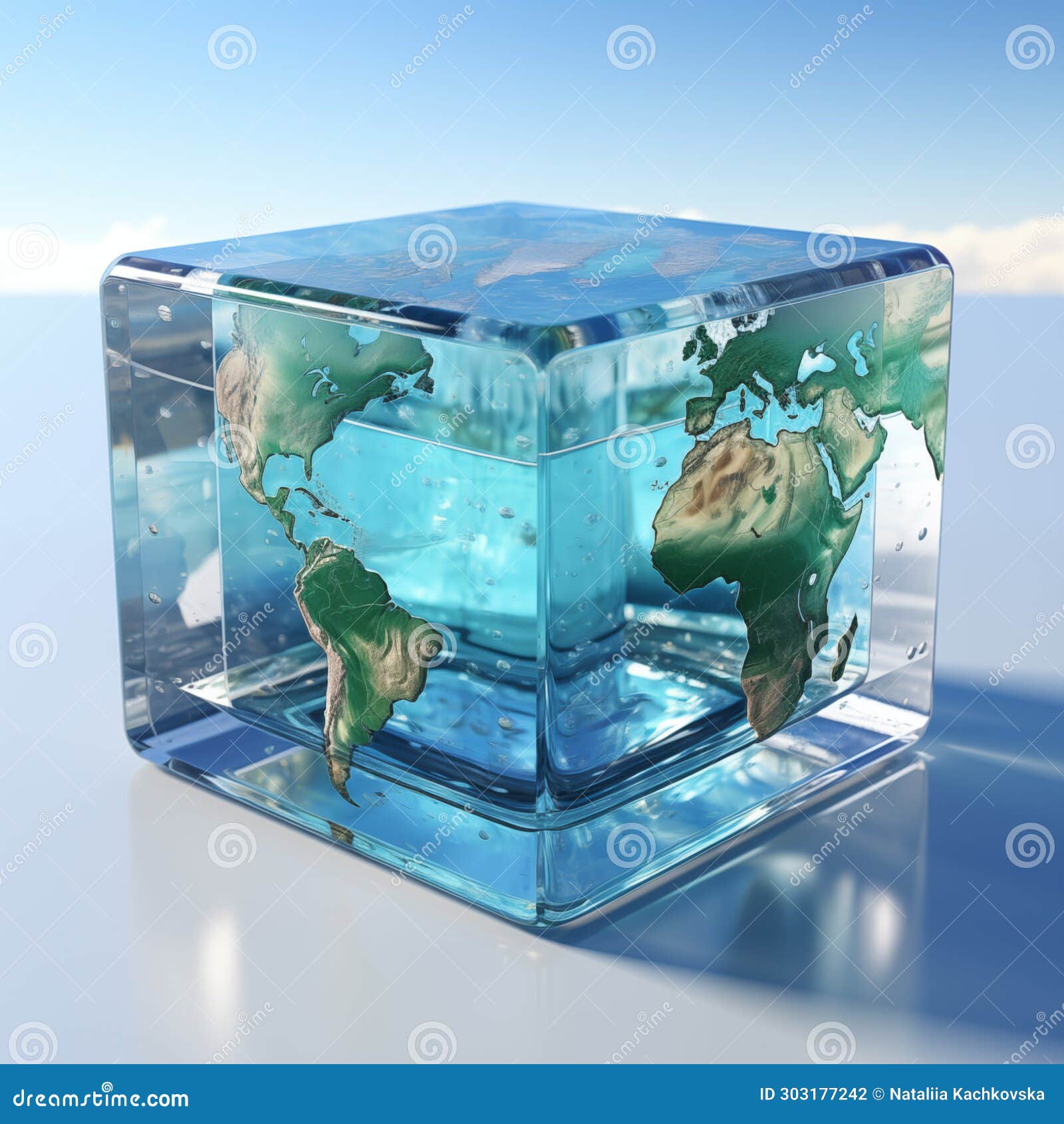 Carte Du Monde Dans Le Cube De Glace Illustration Stock - Illustration ...