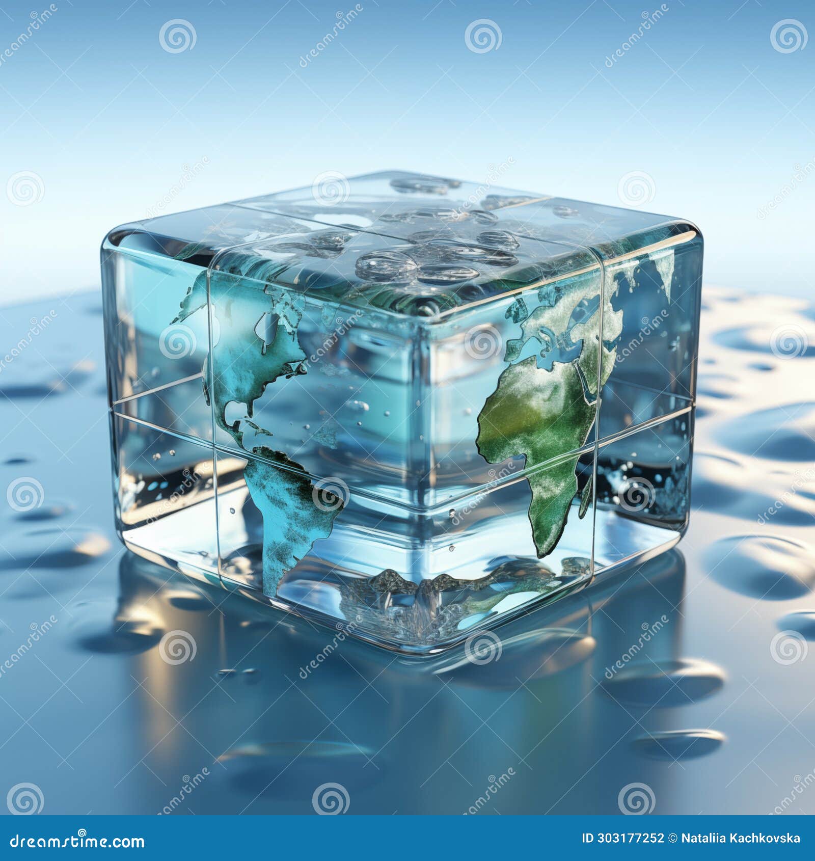 Carte Du Monde Dans Le Cube De Glace Illustration Stock - Illustration ...
